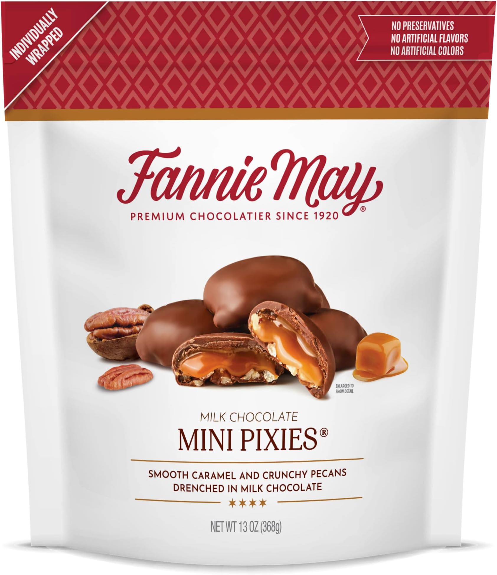 Amazon.com : Fannie May 13oz Milk Chocolate Mini Pixies Standup Bag ...