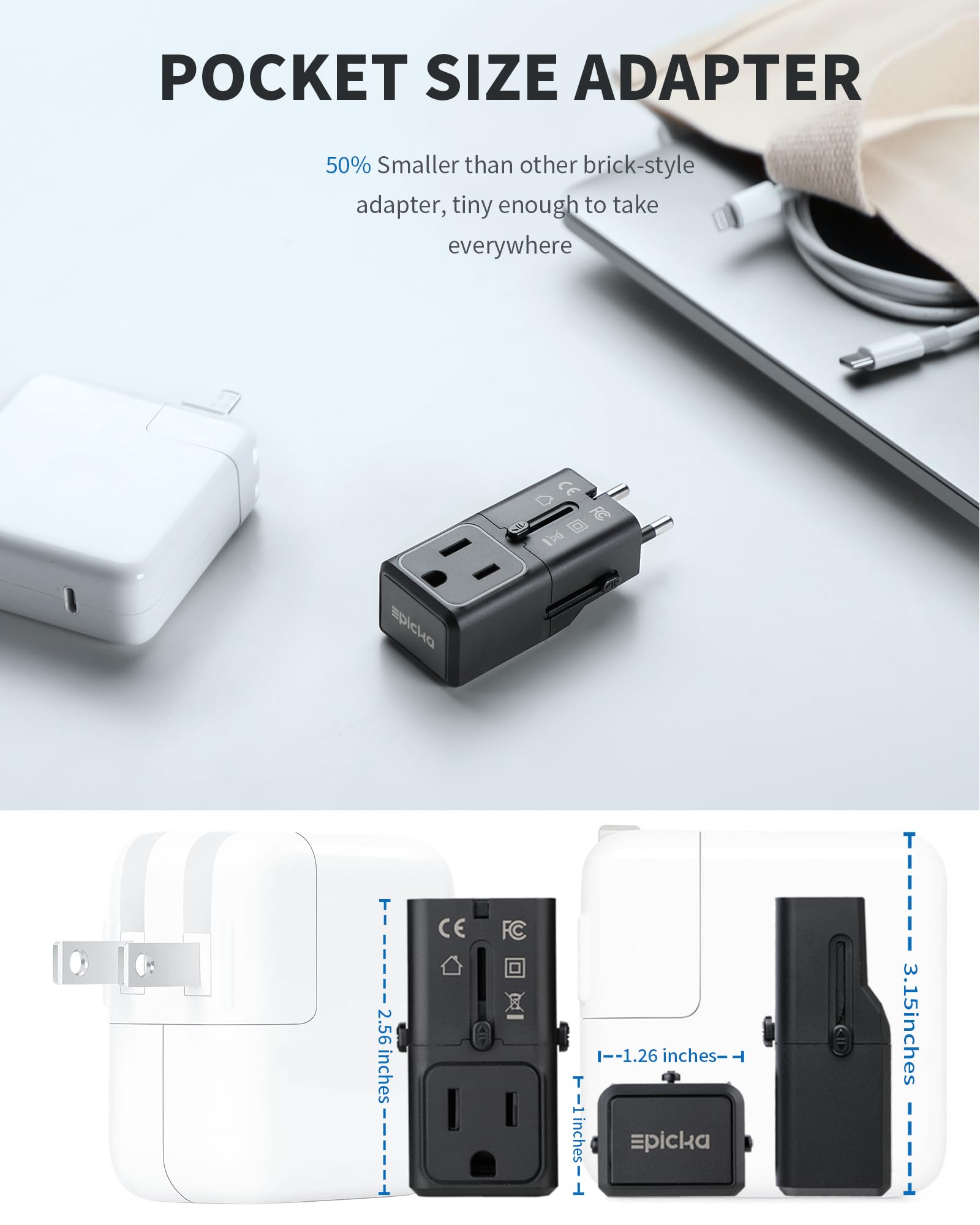 Snapklik.com : EPICKA Universal Travel Adapter, Mini International ...
