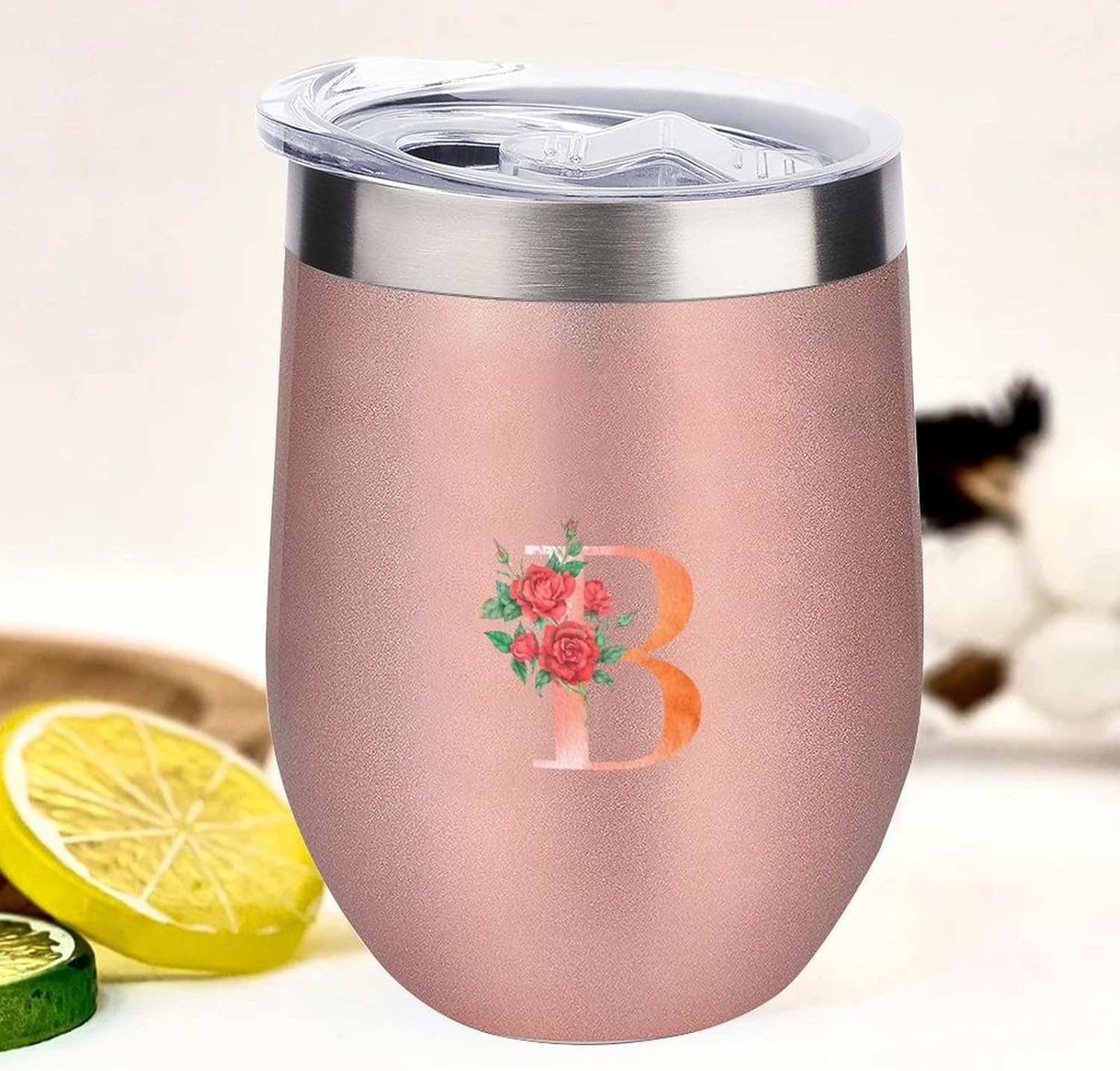 Amazon.com | Alphabet Initial Letter B Wine Tumbler with Lid, Initial ...