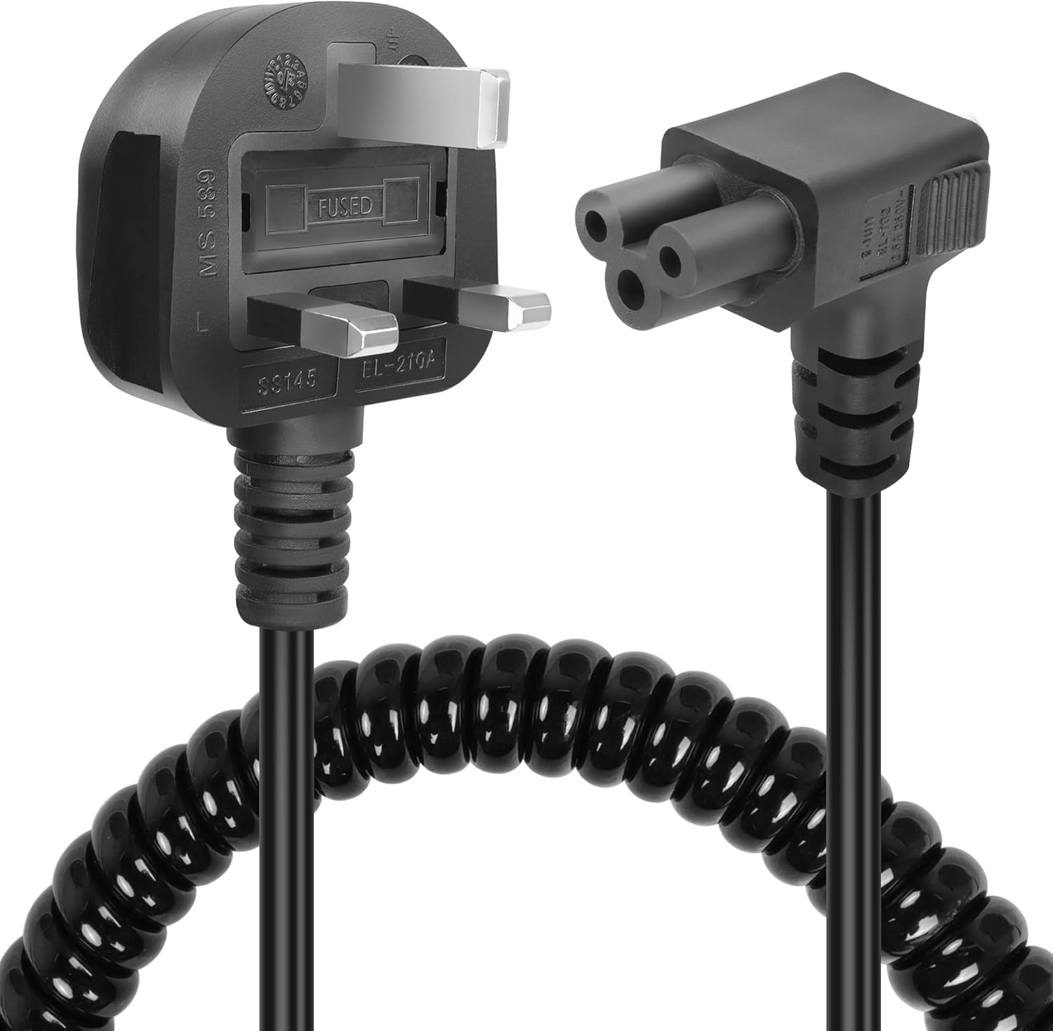 GELRHONR Coiled C5 Cloverleaf Mickey Mouse Power Cord, 90 Degree 3 Pin ...