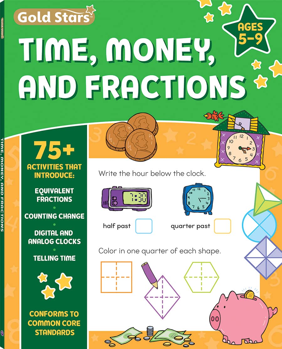 Time Telling, Money, and Fractions Workbook - 96 Pages - 1st to 3rd ...