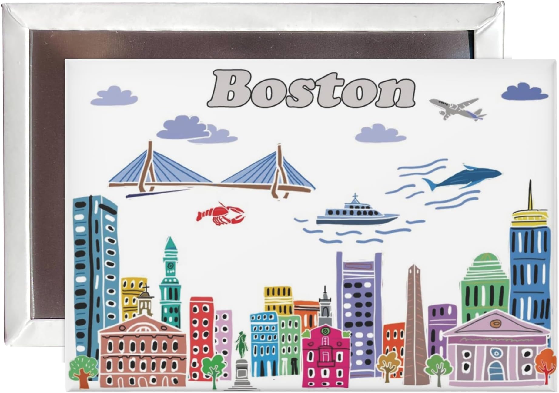 Amazon.com: Massachusetts Boston Vintage Travel Art Refrigerator Magnet ...