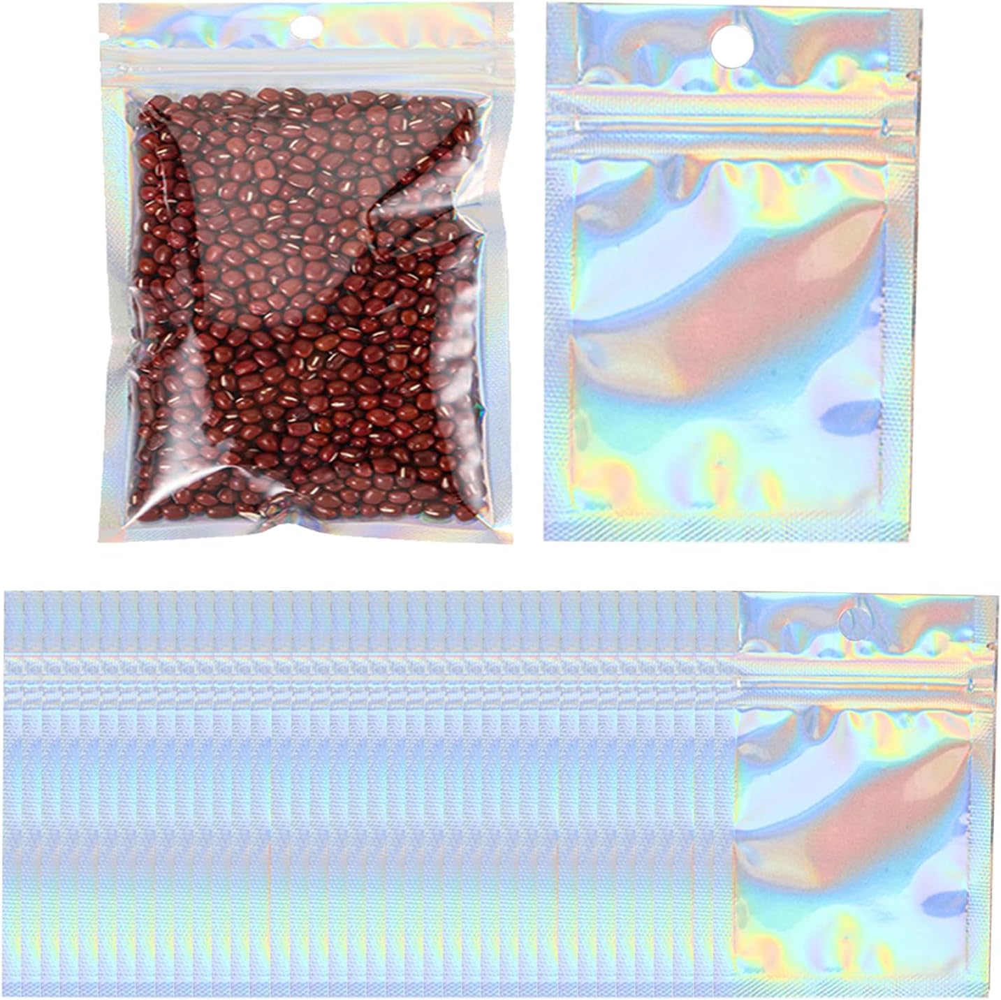 Divono 120 Pcs Holographic Bags, 6x10cm Small Zip lock Bags, Packaging ...