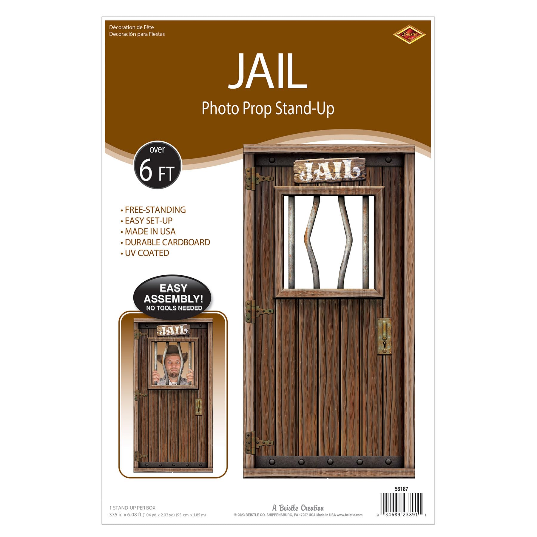 Cardboard Jail Decoration 6 Foot Life Size Wild West Jail Door ...