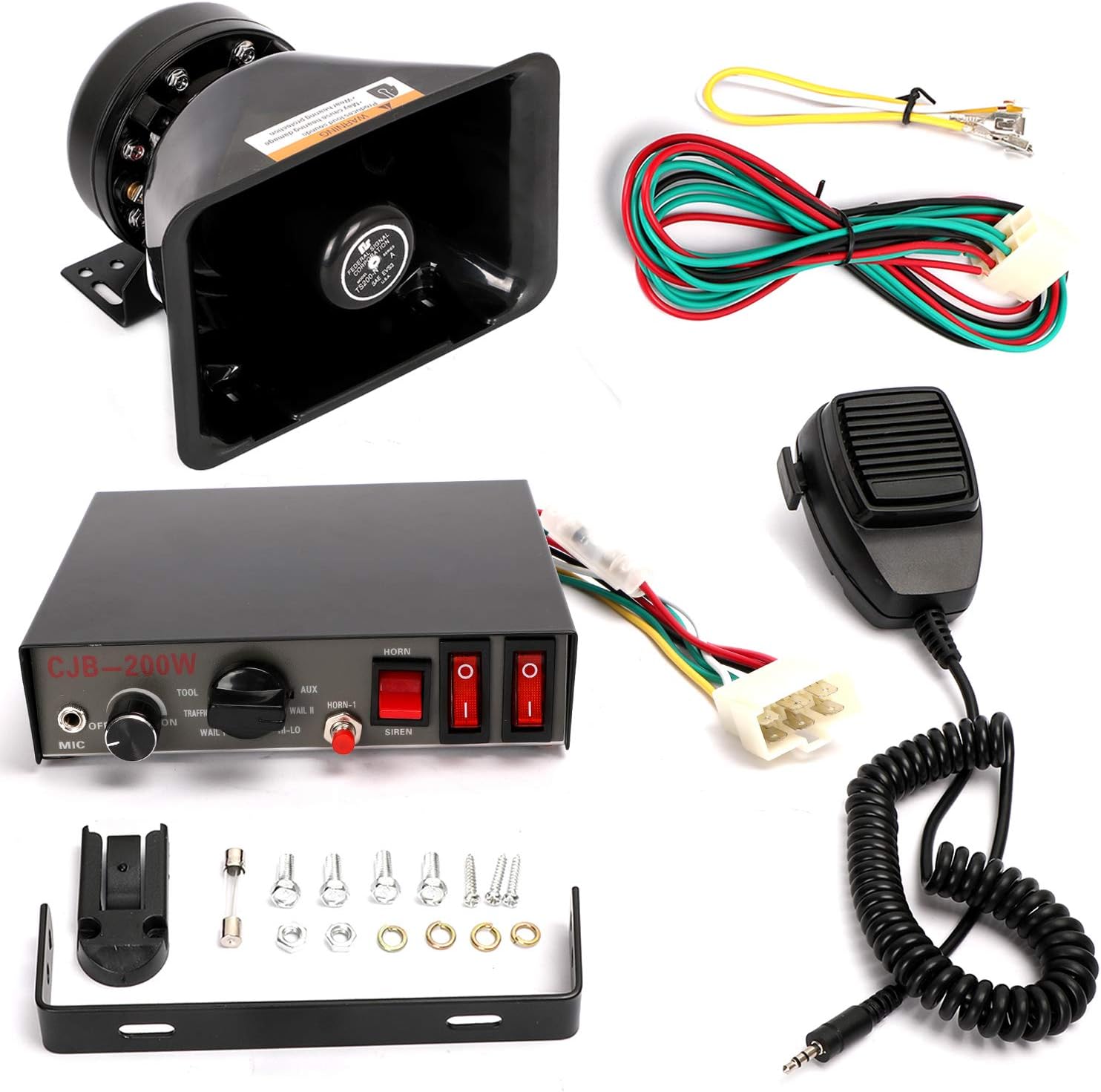 Amazon.com: JAMTON 100W 12V 9 Tone Emergency Police Siren System, Slim ...