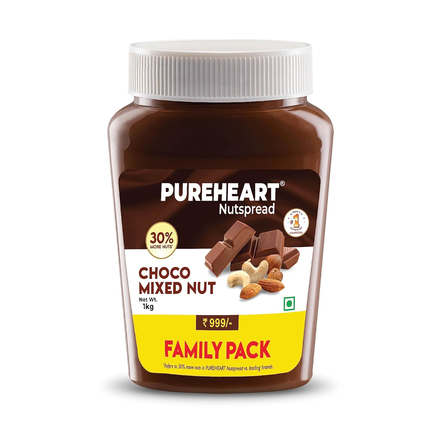Pureheart Nut Spread Choco Mixed Nut (1 kg) Nutty Chocolate Spread for ...