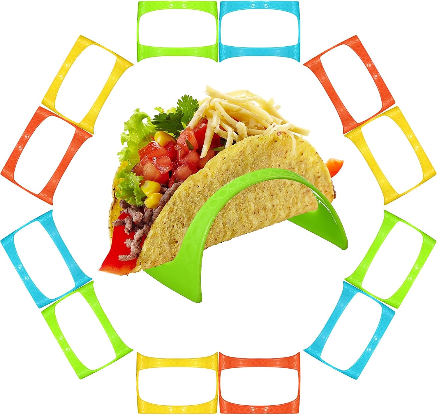 Amazon.com: 48 Pieces Taco Holder Stands Plastic Taco Plates Colorful ...