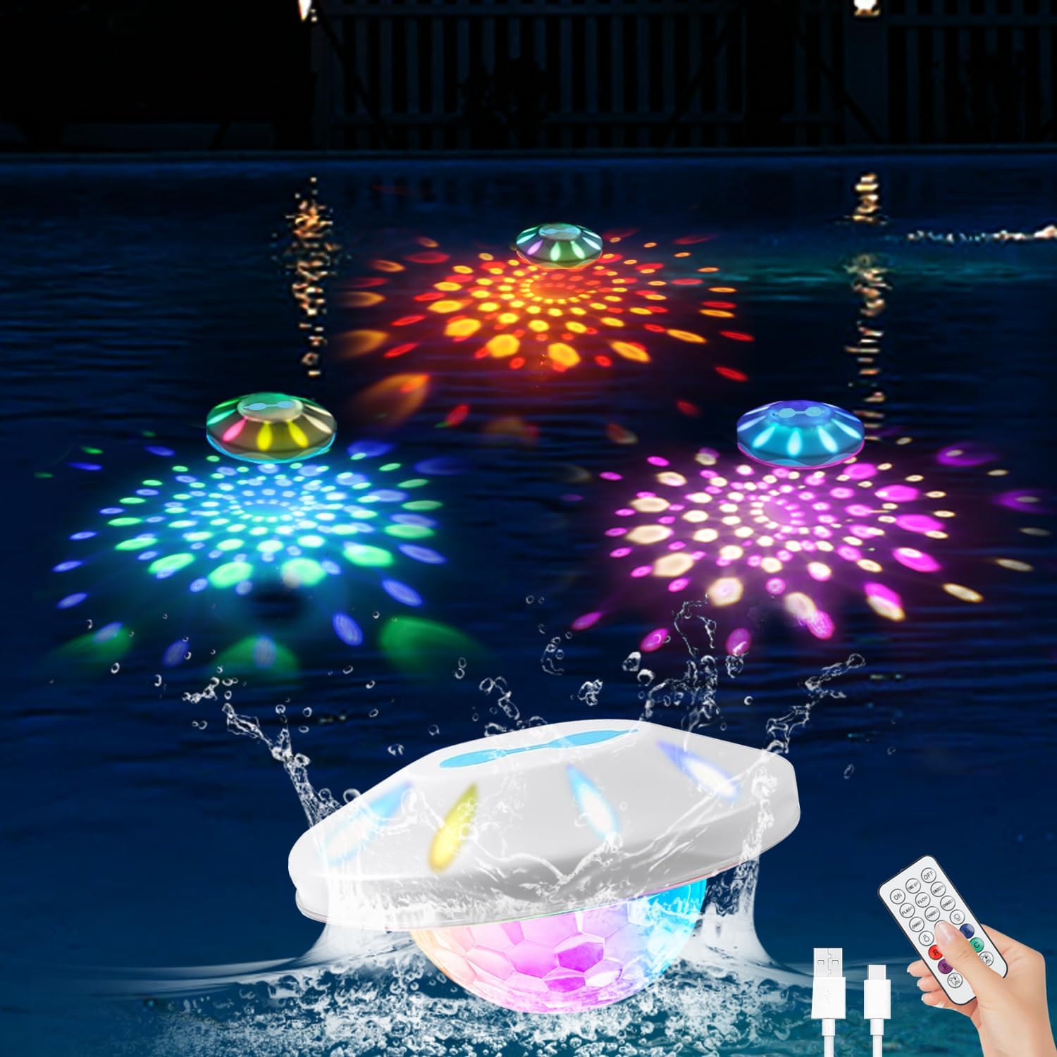 Amazon.com : Superdream Colorful Solar Power Energy Floating Lotus ...