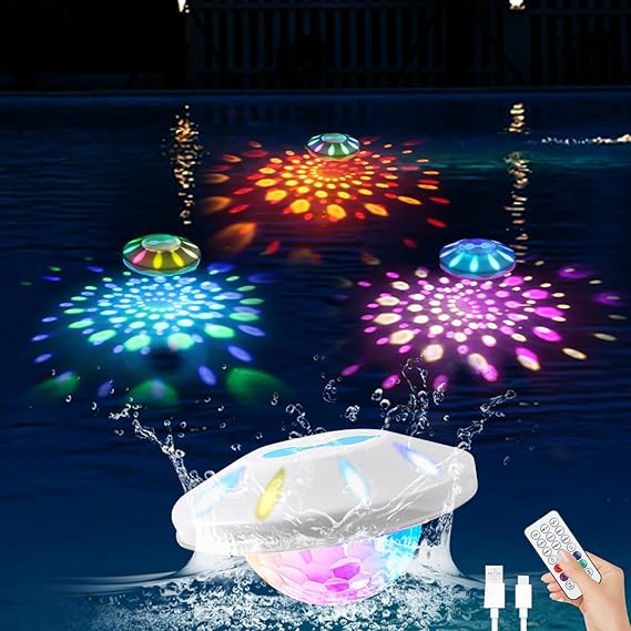 Amazon.com : BOXPSII Rechargeable Floating Pool Lights(1 Pack), Pool ...