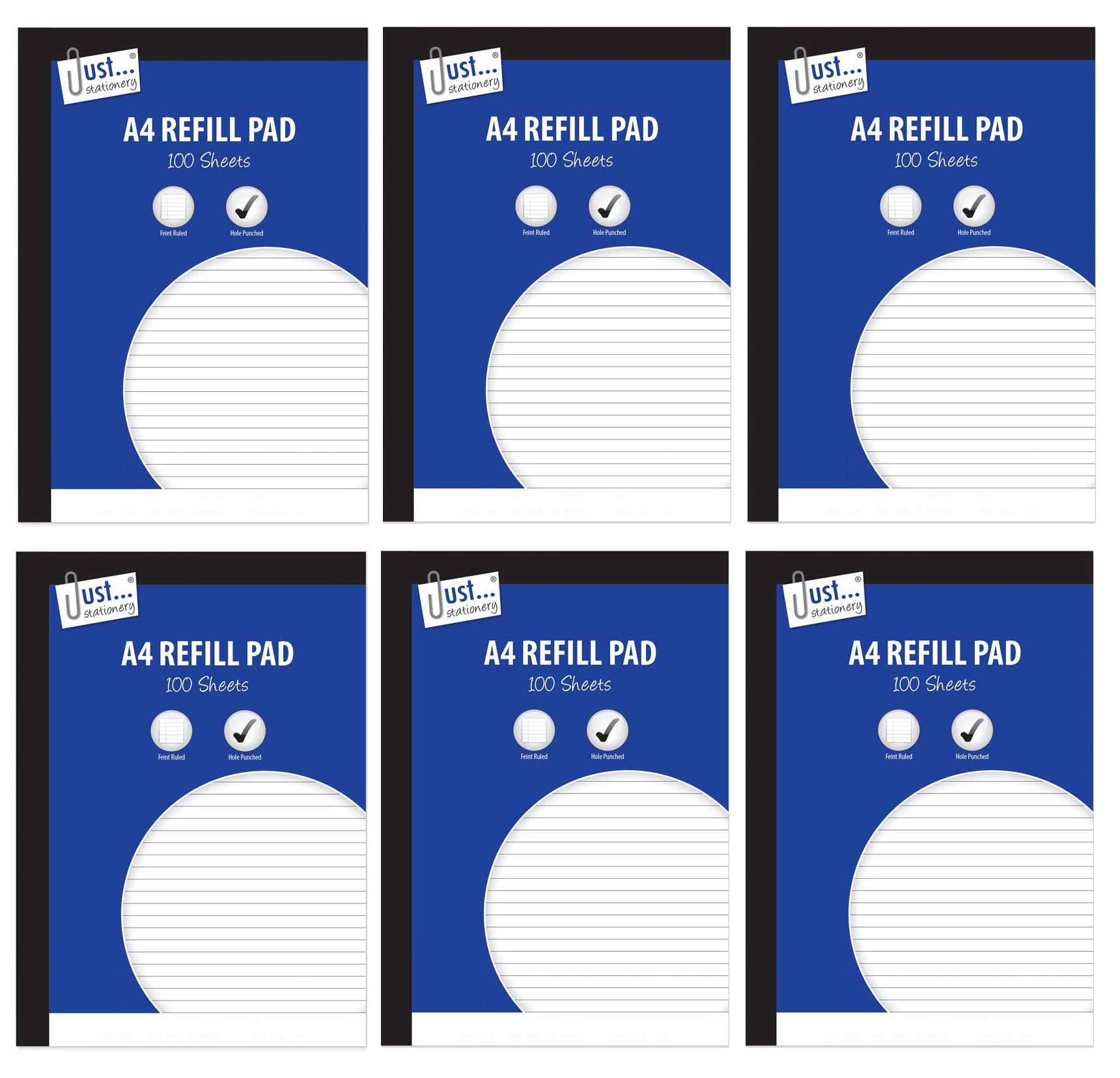 A4 Refill Pad, 100 Lined Sheets, Sidebound Hole Punched Notebook, Pack ...