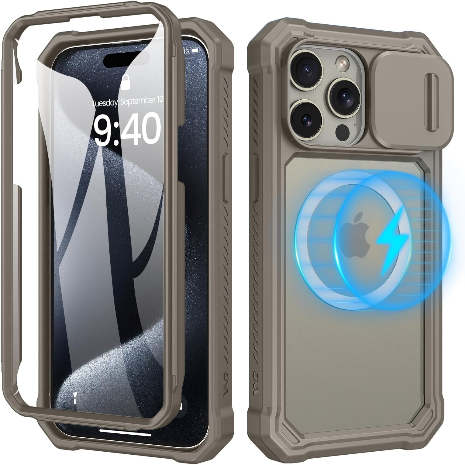 Amazon.com: Ruky Case for 15 Pro Max Titanium, Compatible with MagSafe ...