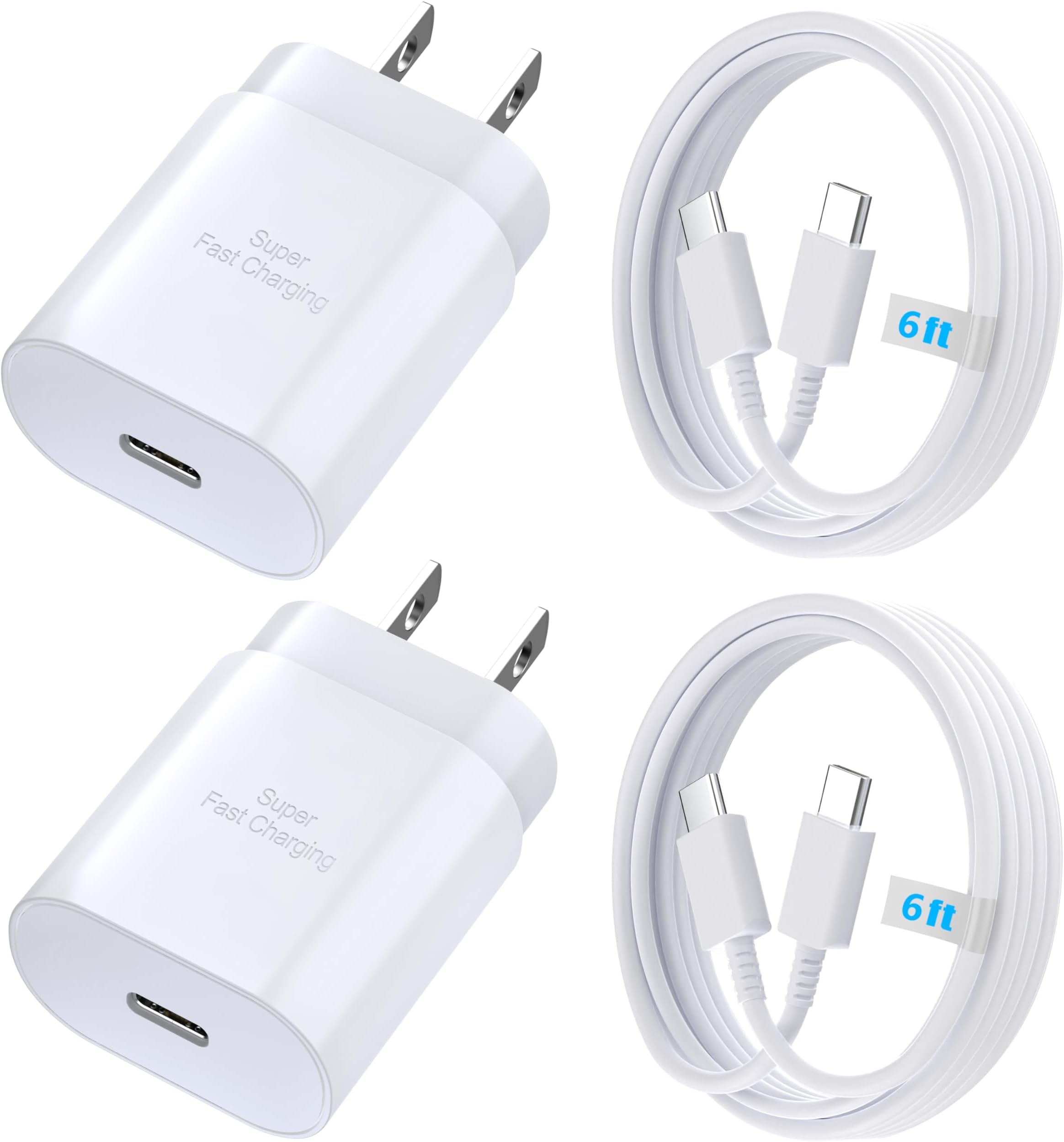 Amazon.com: Type C Charger, 2-Pack 25W Type C Super Fast Charging Block ...