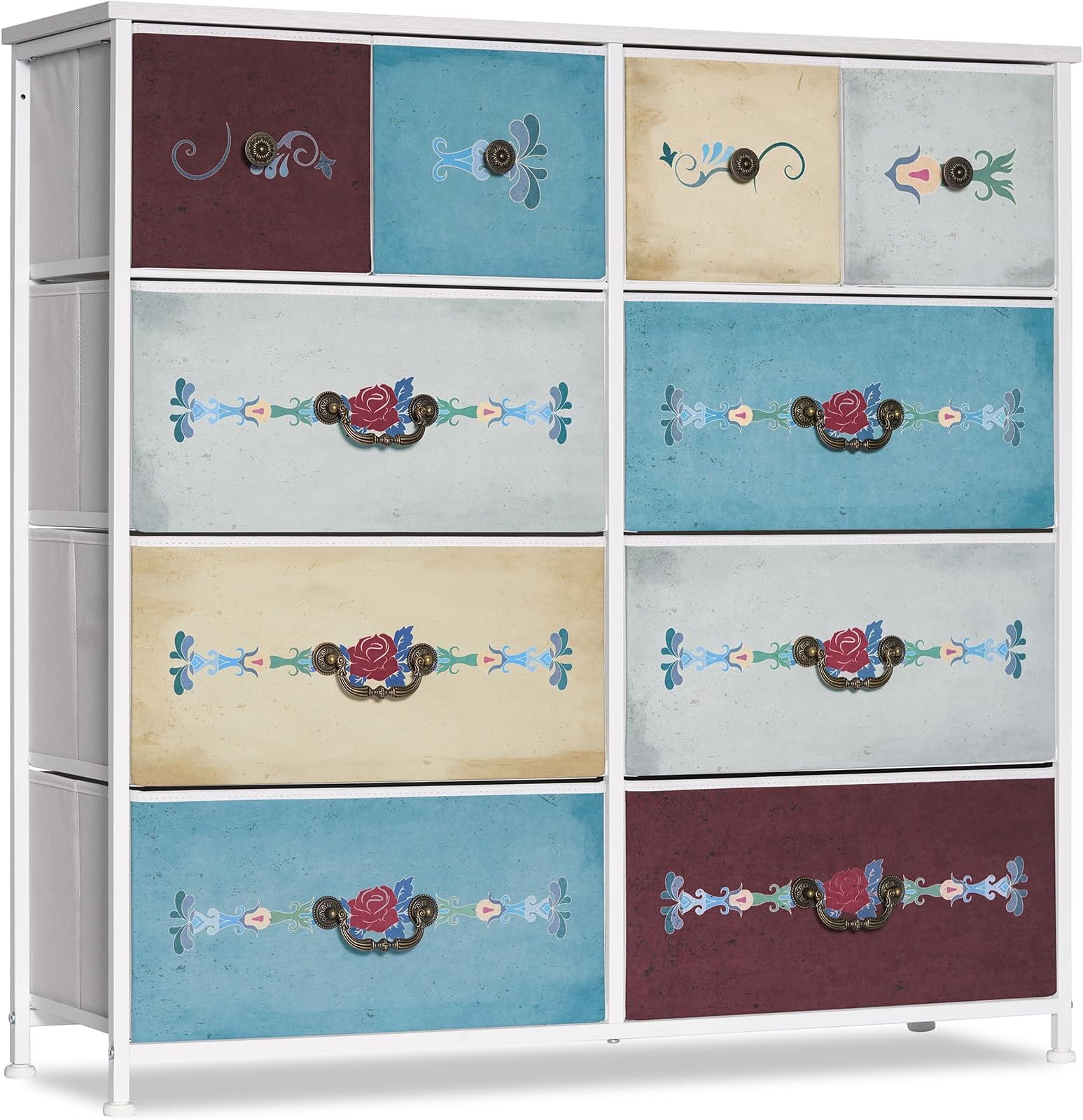 EnHomee Chest of Drawers, Pink Dresser with 7 Fabric Drawers for Girls ...