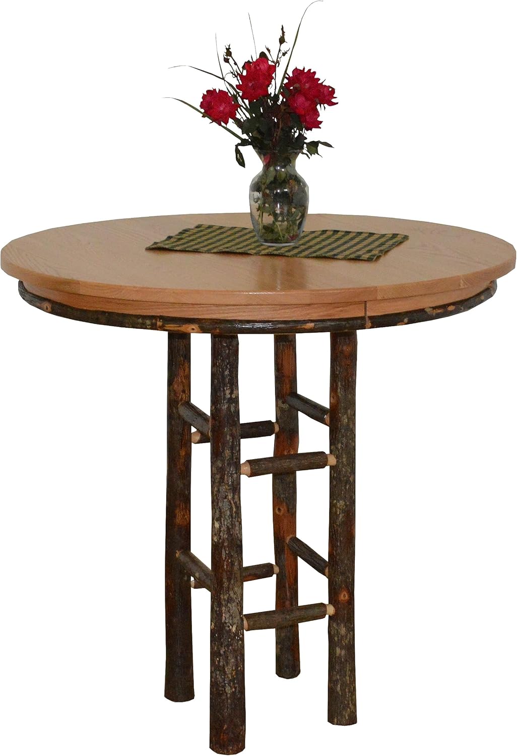 Amazon.com: Amish-Made 42 Inch Round Natural Stained Hickory Wood Bar ...