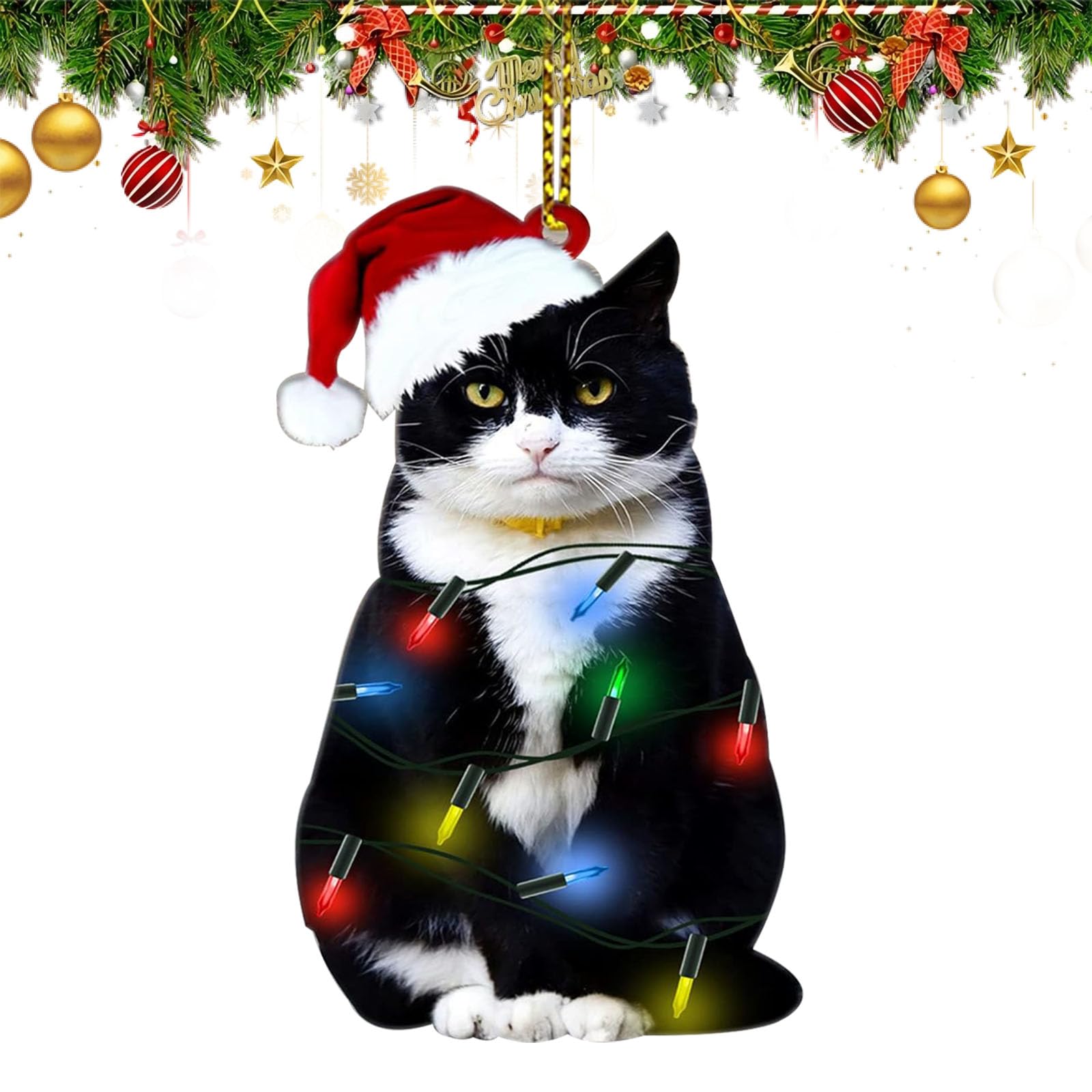 Amazon.com: Black Cat Christmas Ornaments 2024, Black Cat Ornaments for ...