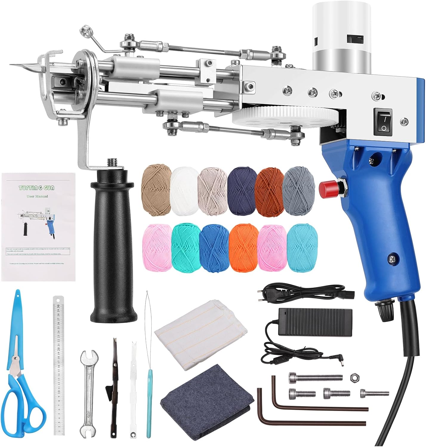 Ampvolts Rug Tufting Gun Kit - 2 in 1 Cut & Loop Pile Tufting Machine ...