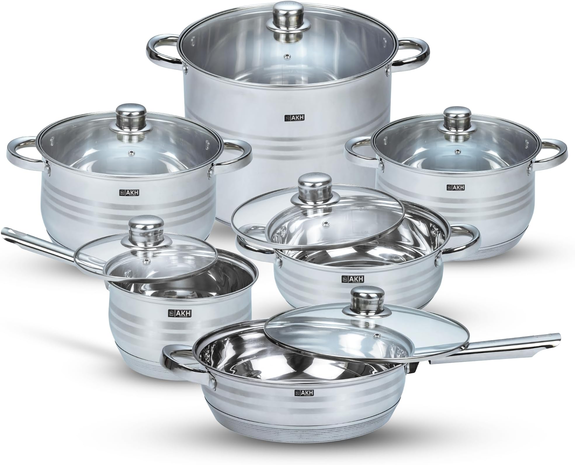 Prima 12pc Cookware Set, Stainless Steel, Silver, Variety Pack : Amazon ...