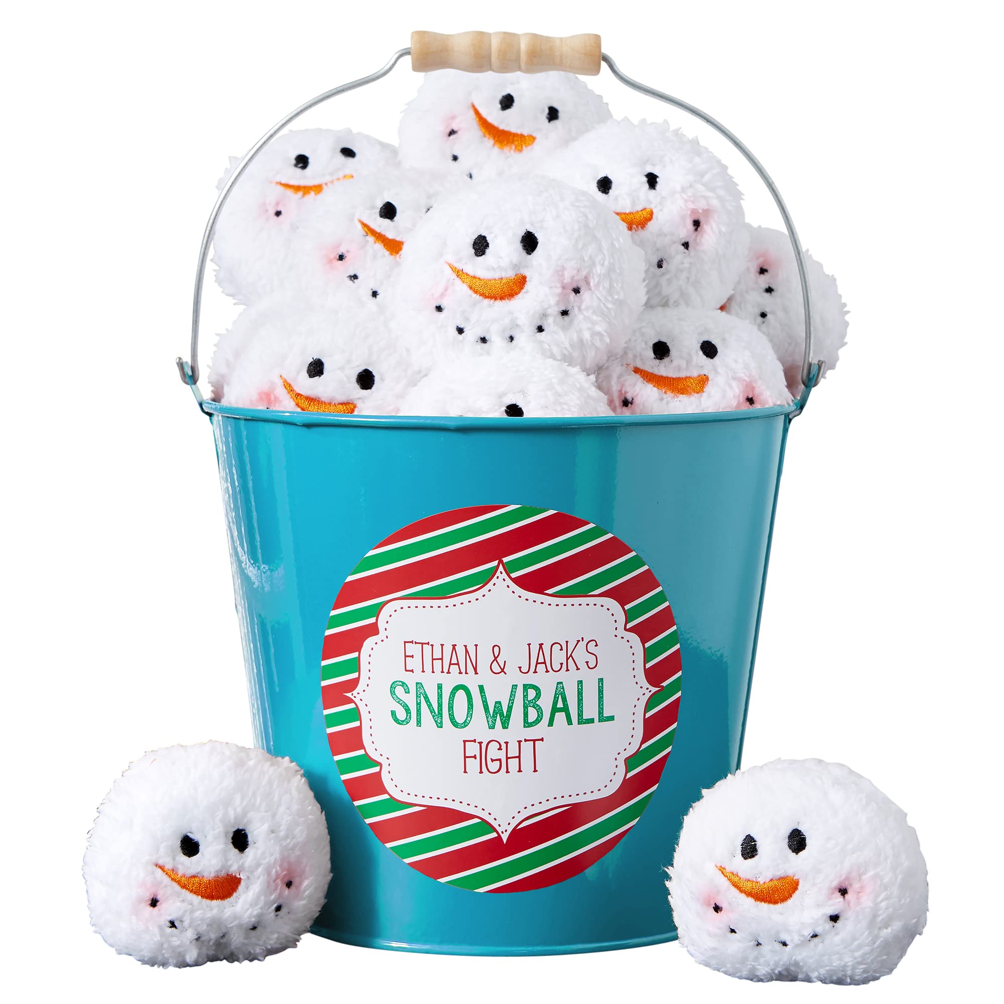 Amazon.com: Personalization Universe Snowball Fight Metal Bucket ...