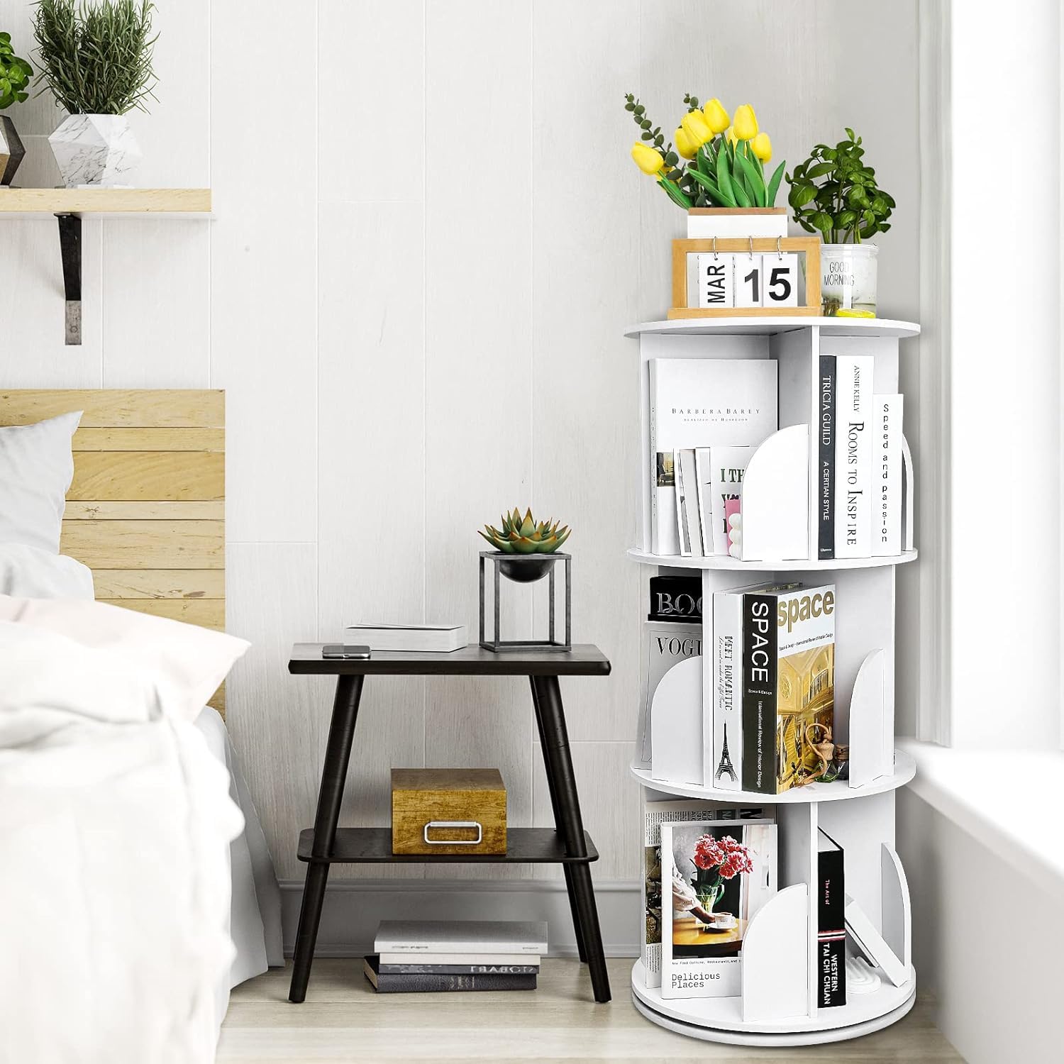 Snapklik.com : YGYQZ Upgraded Rotating Bookshelf - Bling 360 View ...