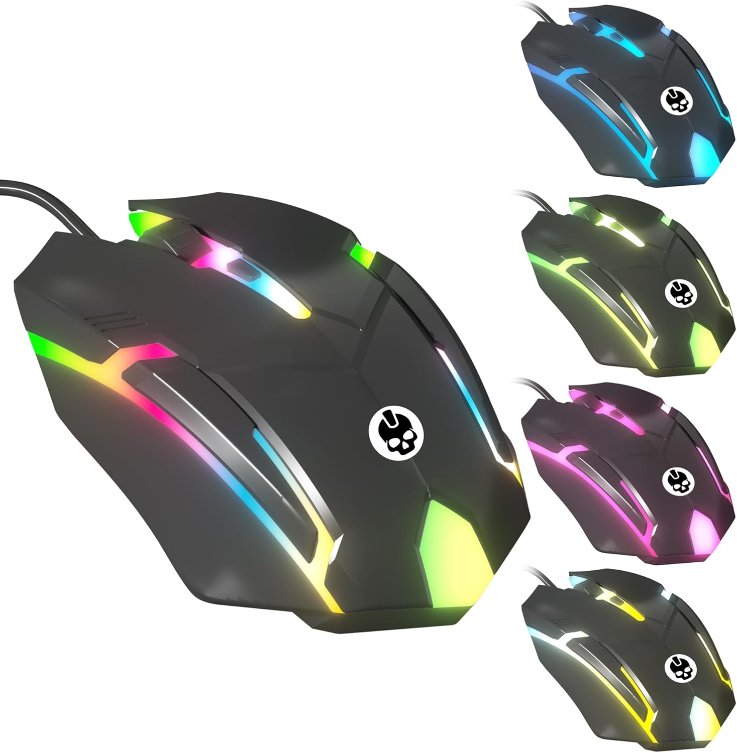 Amazon | GAME PUNK 有線ゲーミングマウス コンピューターマウス RGB LEDライト付き アクセサリー ゲーミングPC用人間 ...