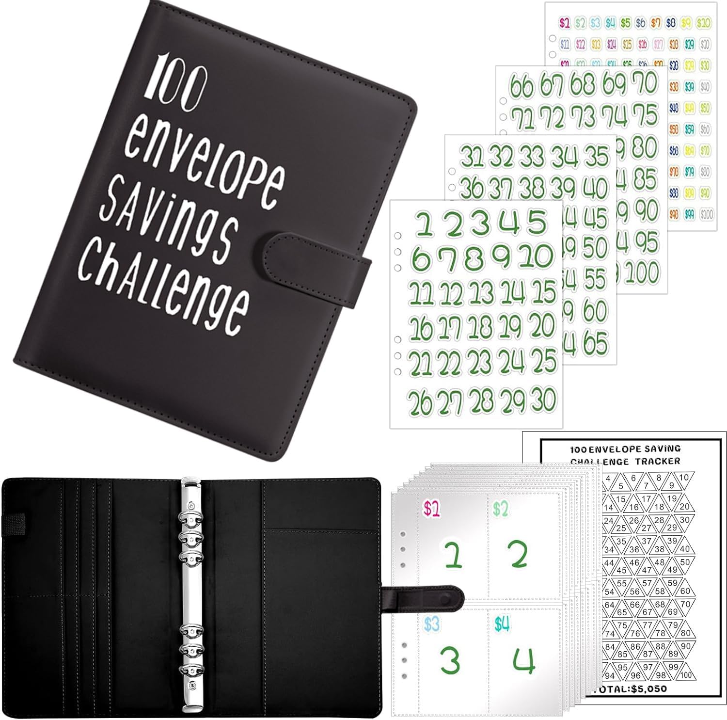 Amazon.com : 100 Envelope Challenge Binder A5 Money Saving Challenge ...