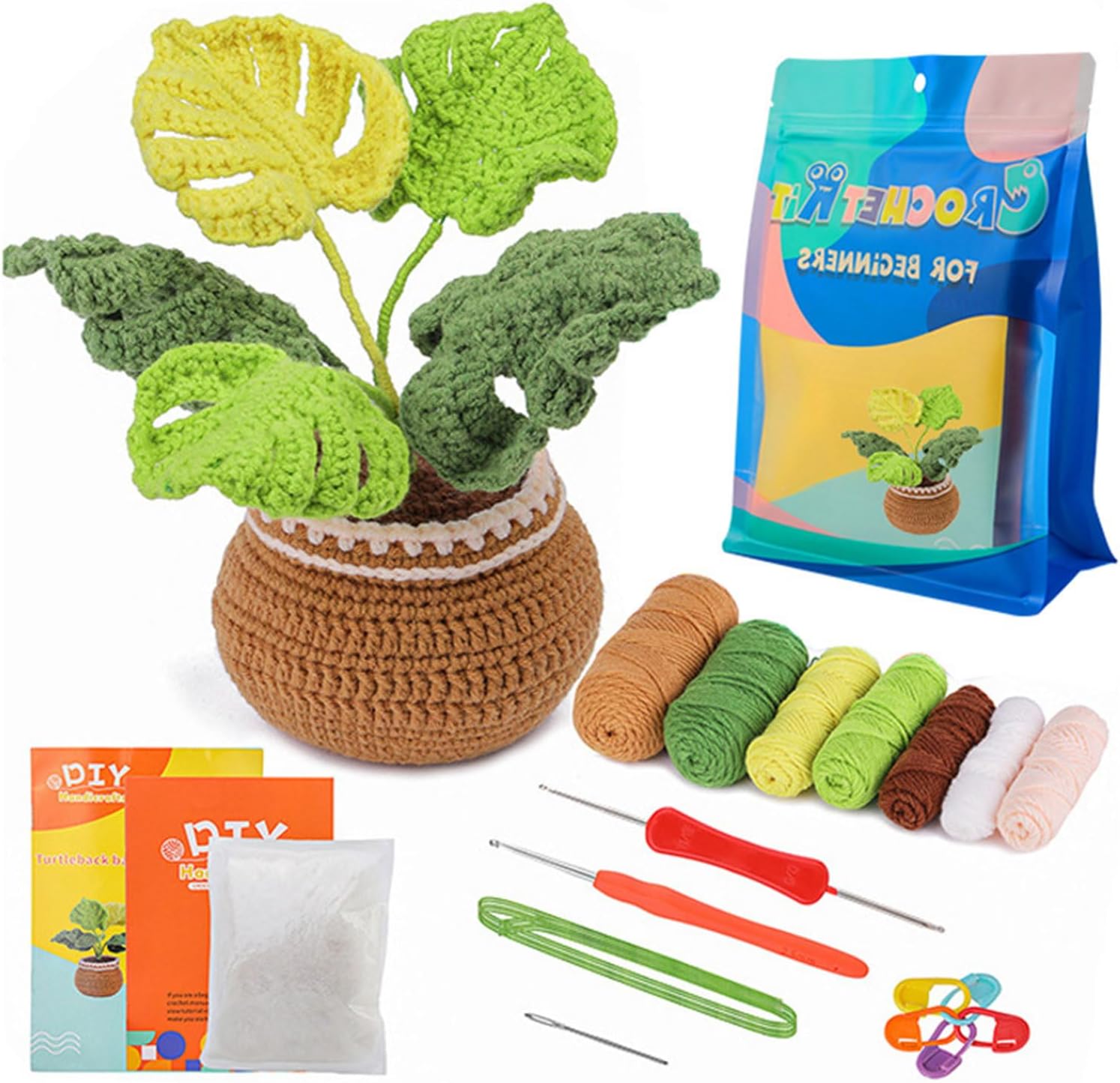 LfrXtra Crochet Potted Plant Kits with Yarn Crochet Hook Needle ...