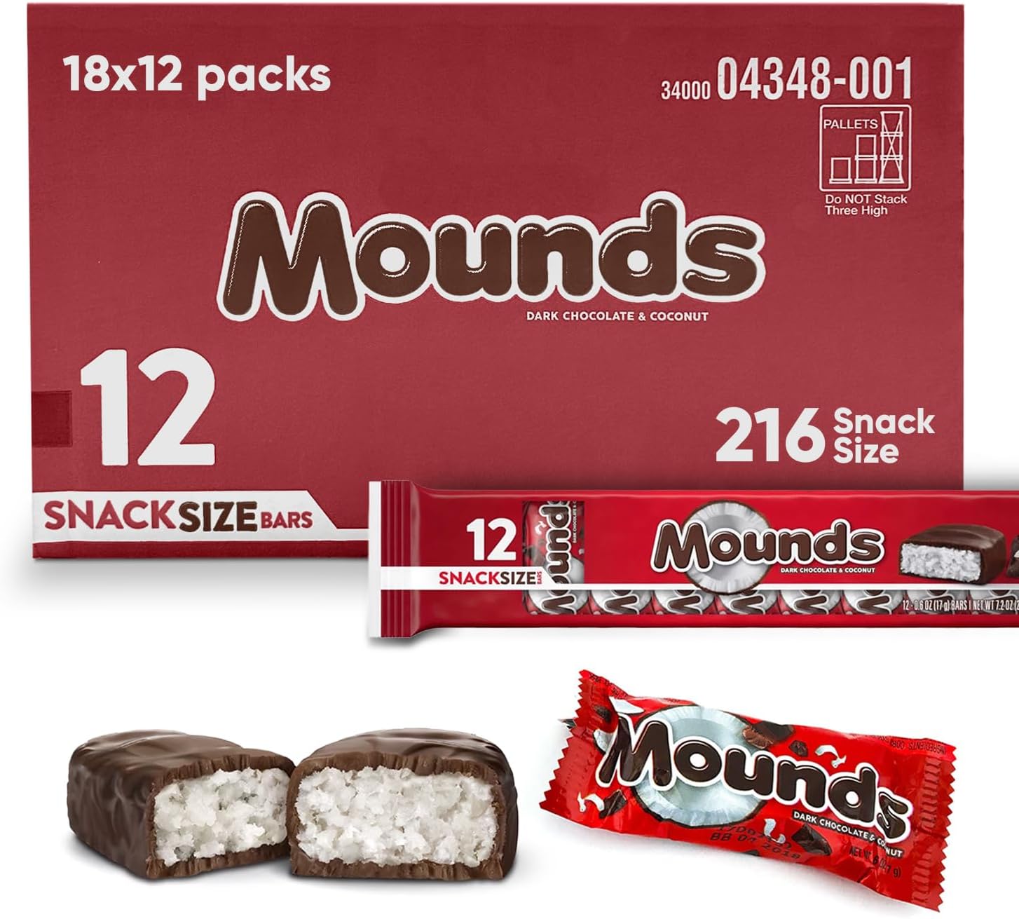 Amazon.com : Mounds Snack Size Candy Chocolate Candy Bar Gluten Free ...