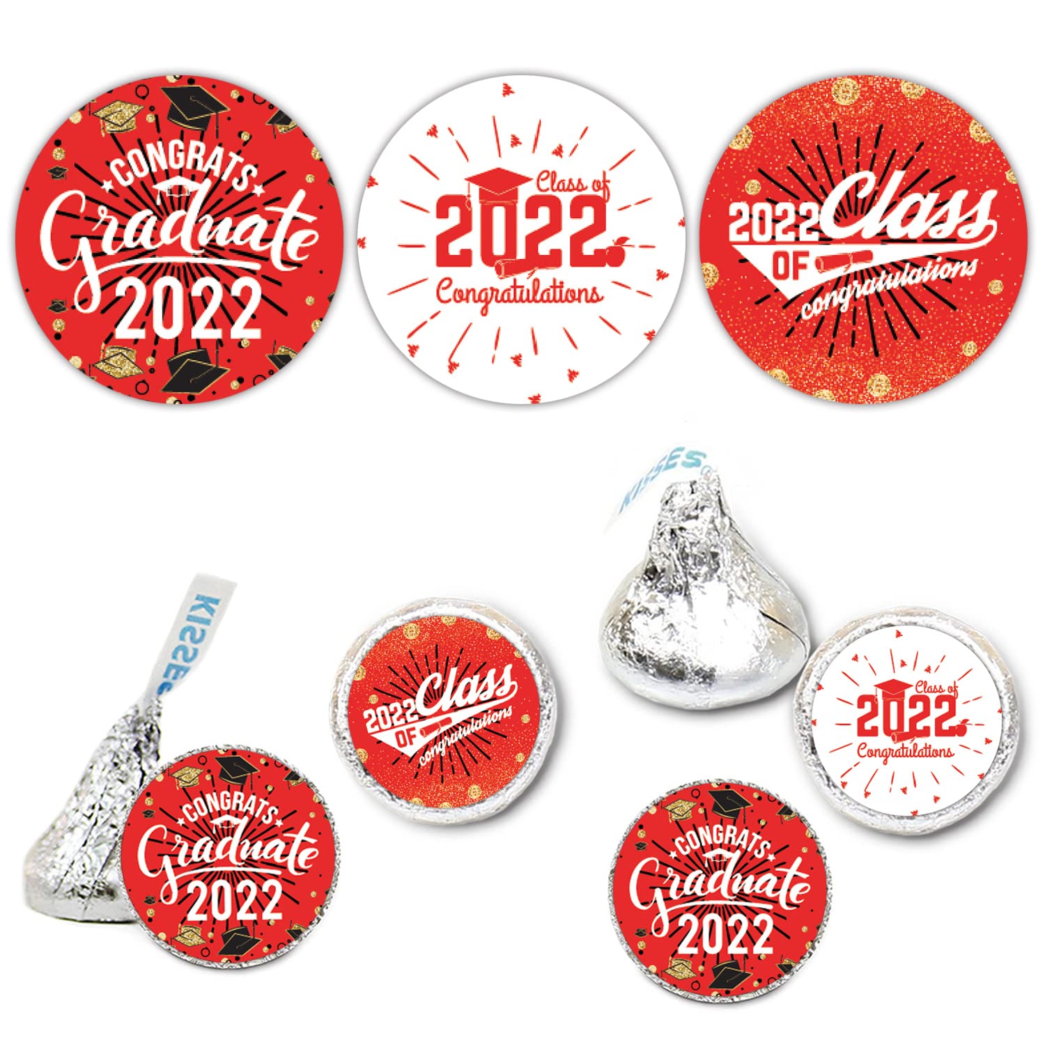 Buy 180 Graduation Stickers, Red Class of 2022 Stickers, Congrats Grad ...