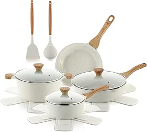 SENSARTE Nonstick Ceramic Cookware Set 13-Piece, Healthy Pots and Pans Set, Non-Toxic Kitchen ...