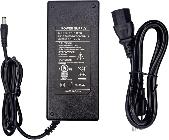 Amazon.com: UL Listed 12V 8A Power Supply Adapter,96W AC 100-240V to DC ...