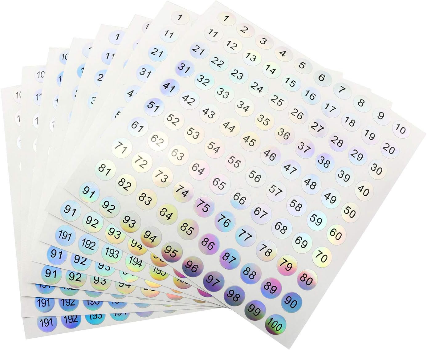 Ruiwaer 8 Sheets Consecutive Laser Number Stickers Small Round Labels ...