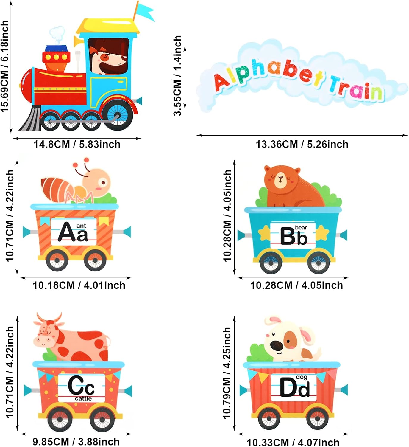 ASTER 37 Pieces Alphabet Train Bulletin Board Display Set Early ...