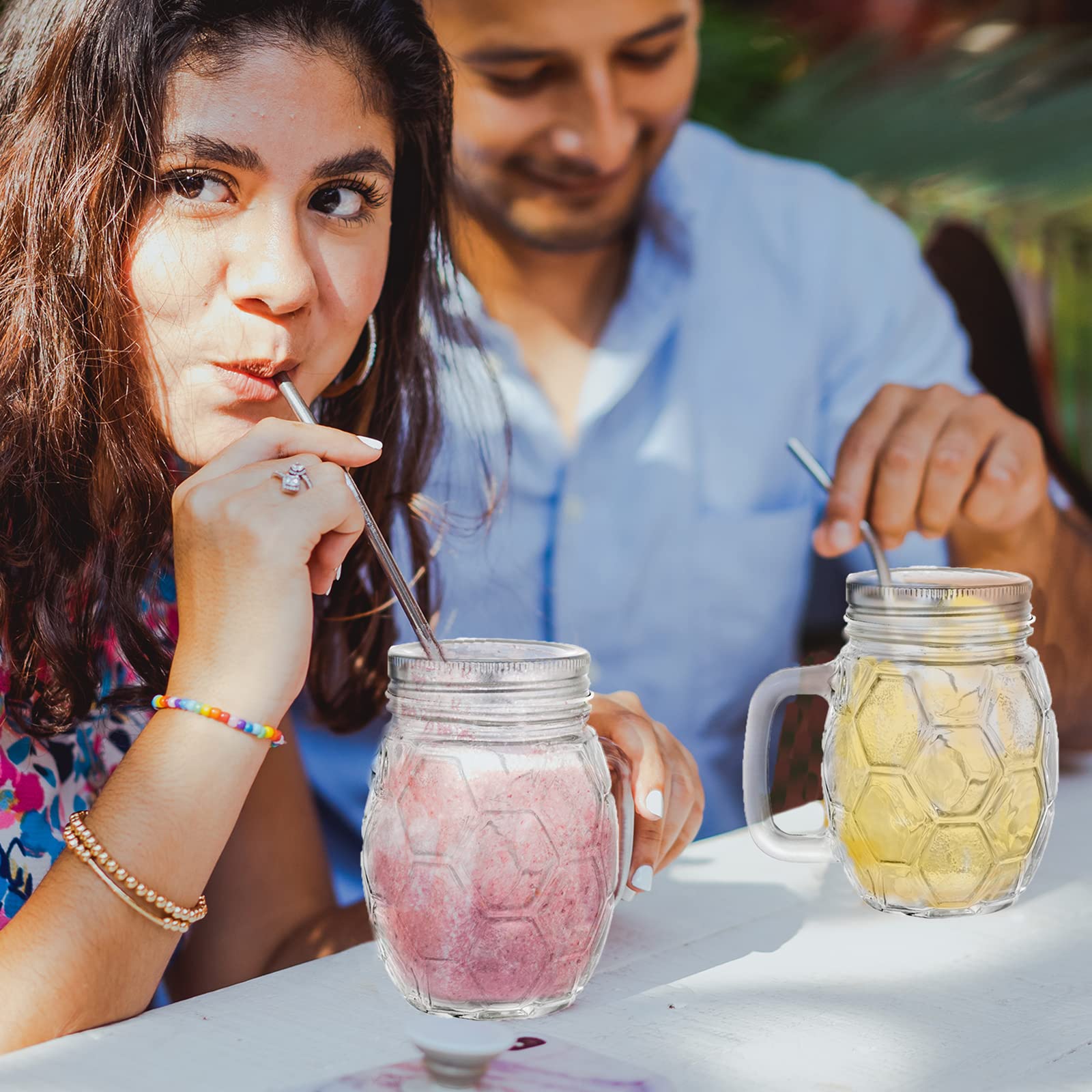 Hiceeden 8 Pack 16 Oz Mason Jars with Lids and Straws, Mason Jar Mugs ...