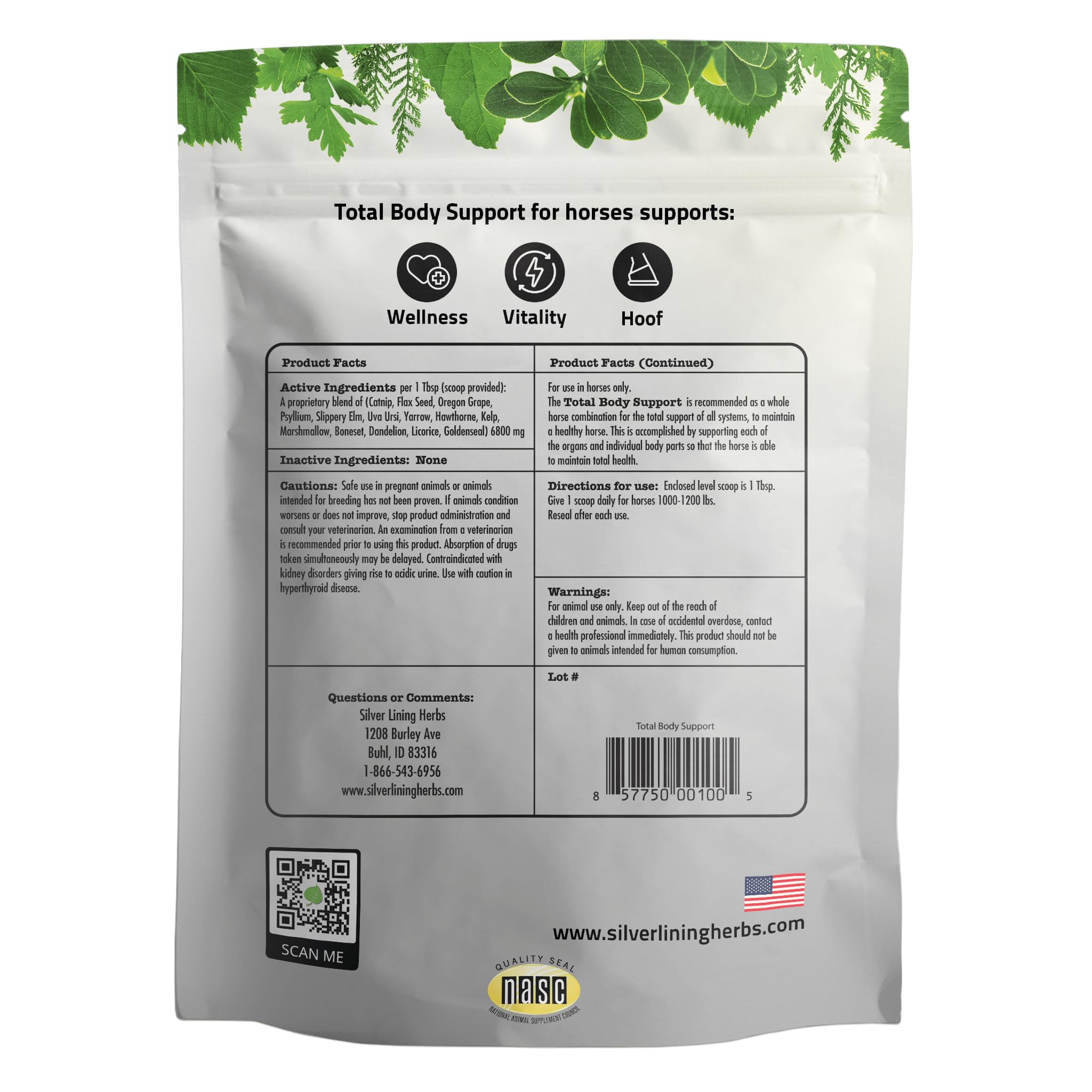 Horse Supplement Silver Lining Herbs Equine Total Body Supplement ...
