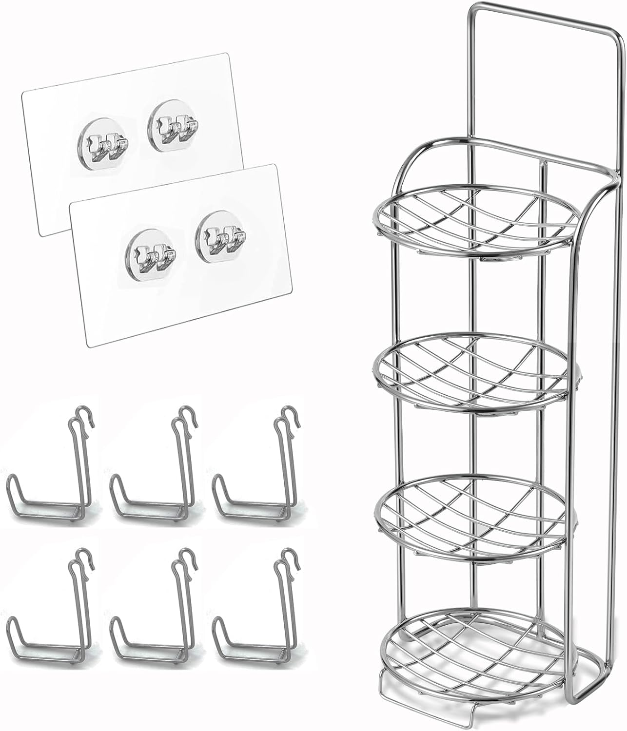Amazon.com: YZDTECH 4 Tier Soap Rack with 6 Detachable Hook,Self ...