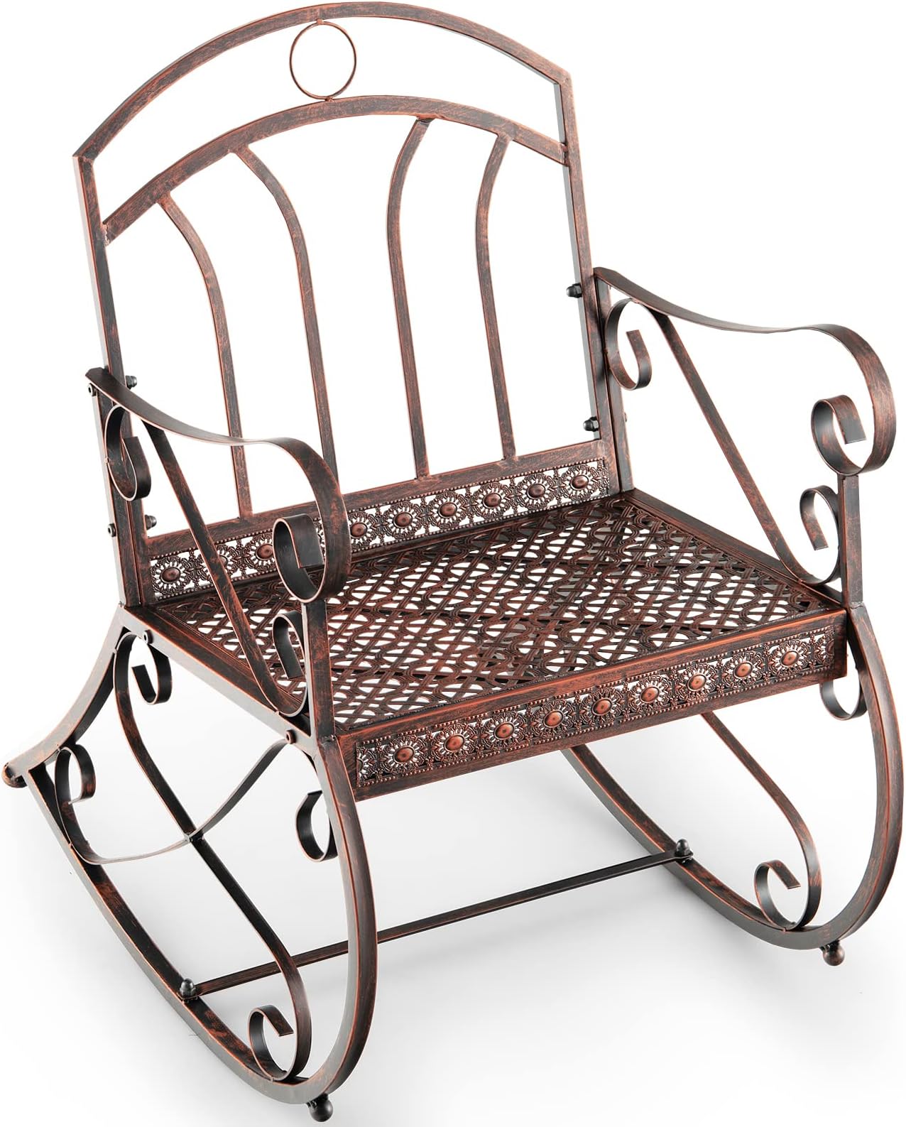 COSTWAY Garden Rocking Chair, Outdoor Metal Relax Rocker Leisure ...