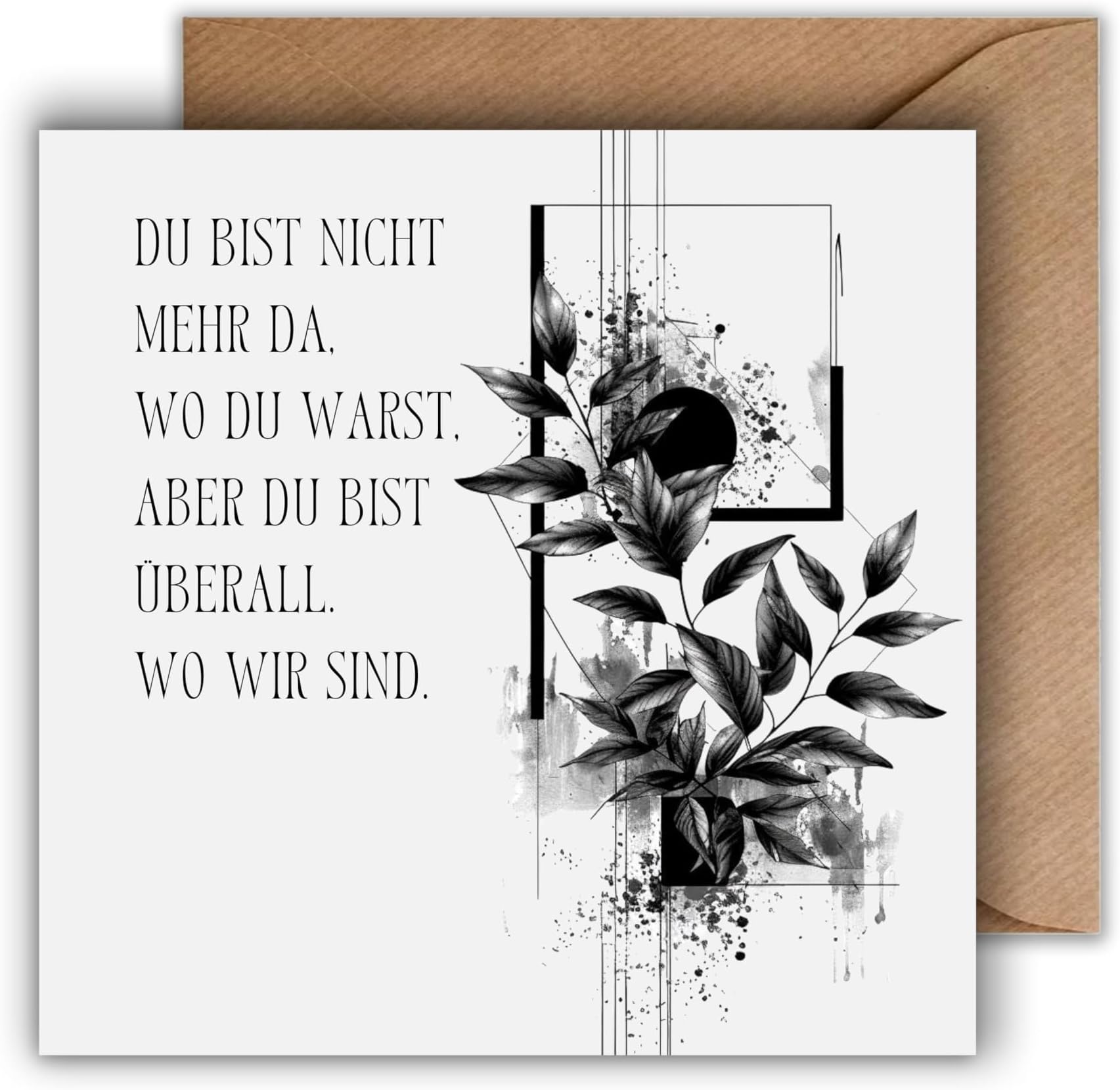 Trauer Karte mit Umschlag - einfühlsame Trauerkarte Kunstvolle Zweige ...