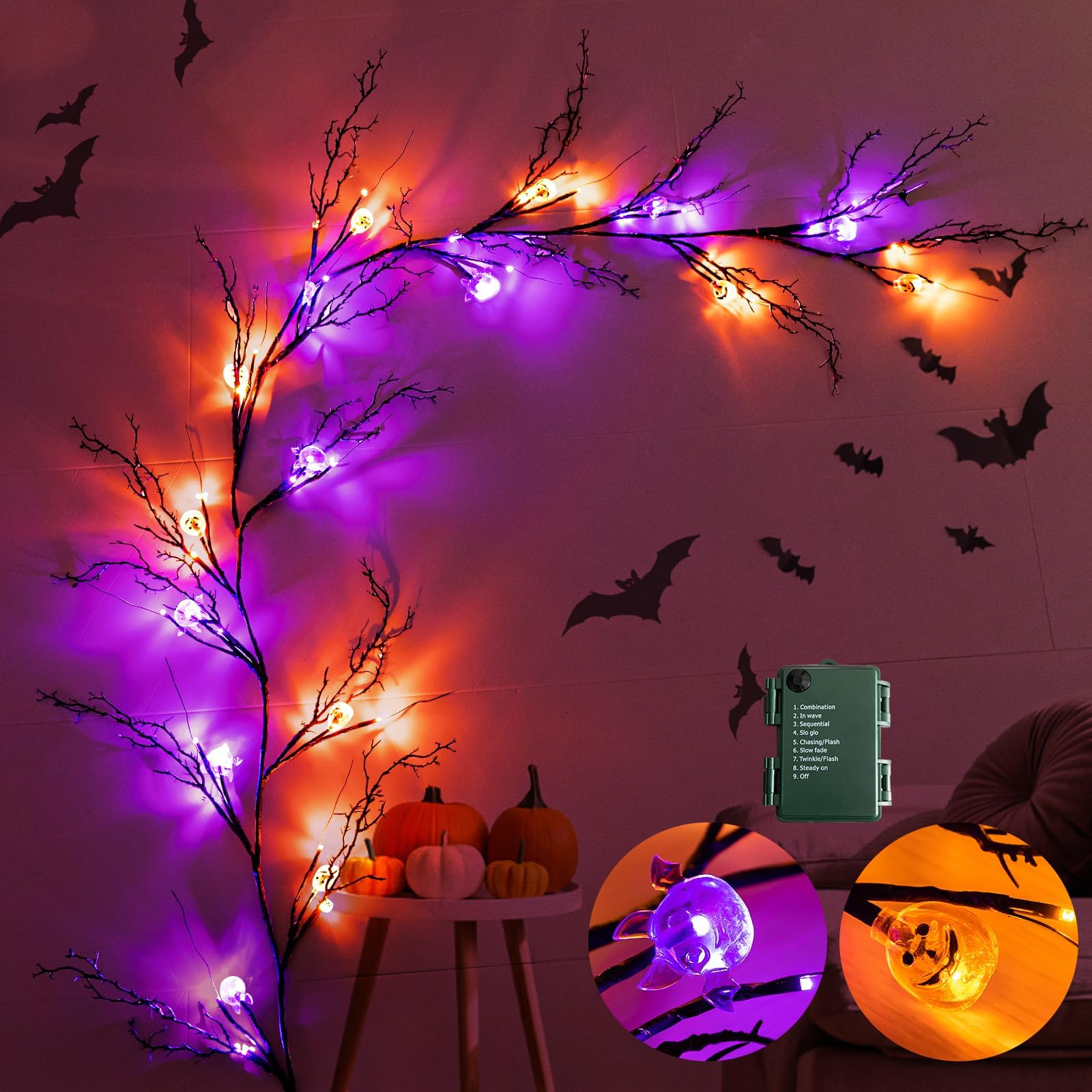 MAOYUE Halloween Lights Outdoor 9.84ft 21 LED Halloween String Lights ...