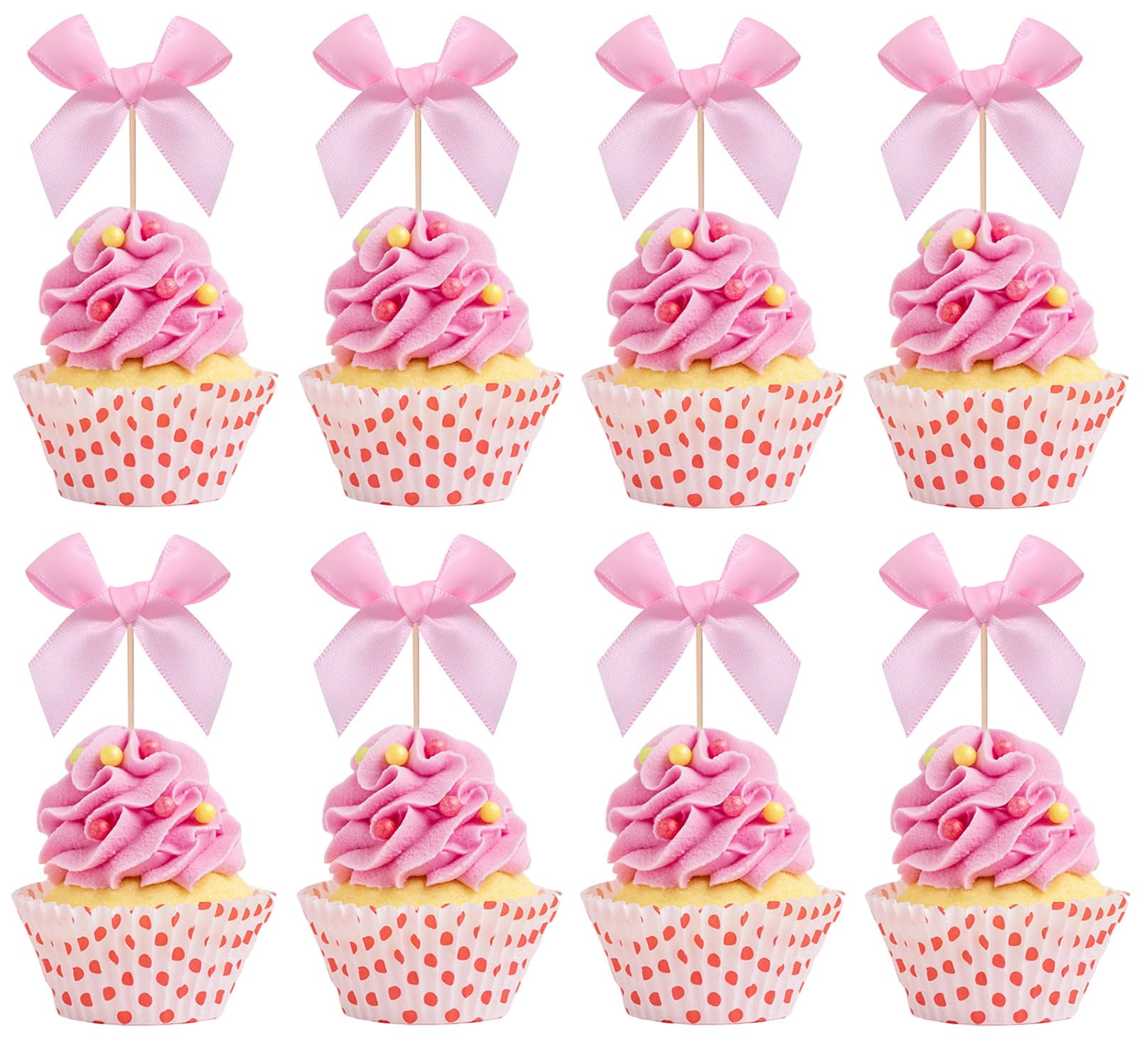 Amazon.com: Bow Cupcake Toppers, Ribbon Bow Cake Topper for Baby Shower ...