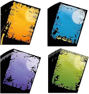 Amazon.com : Pack Of 60 Sheets Halloween Stationery Paper 4 Designs ...