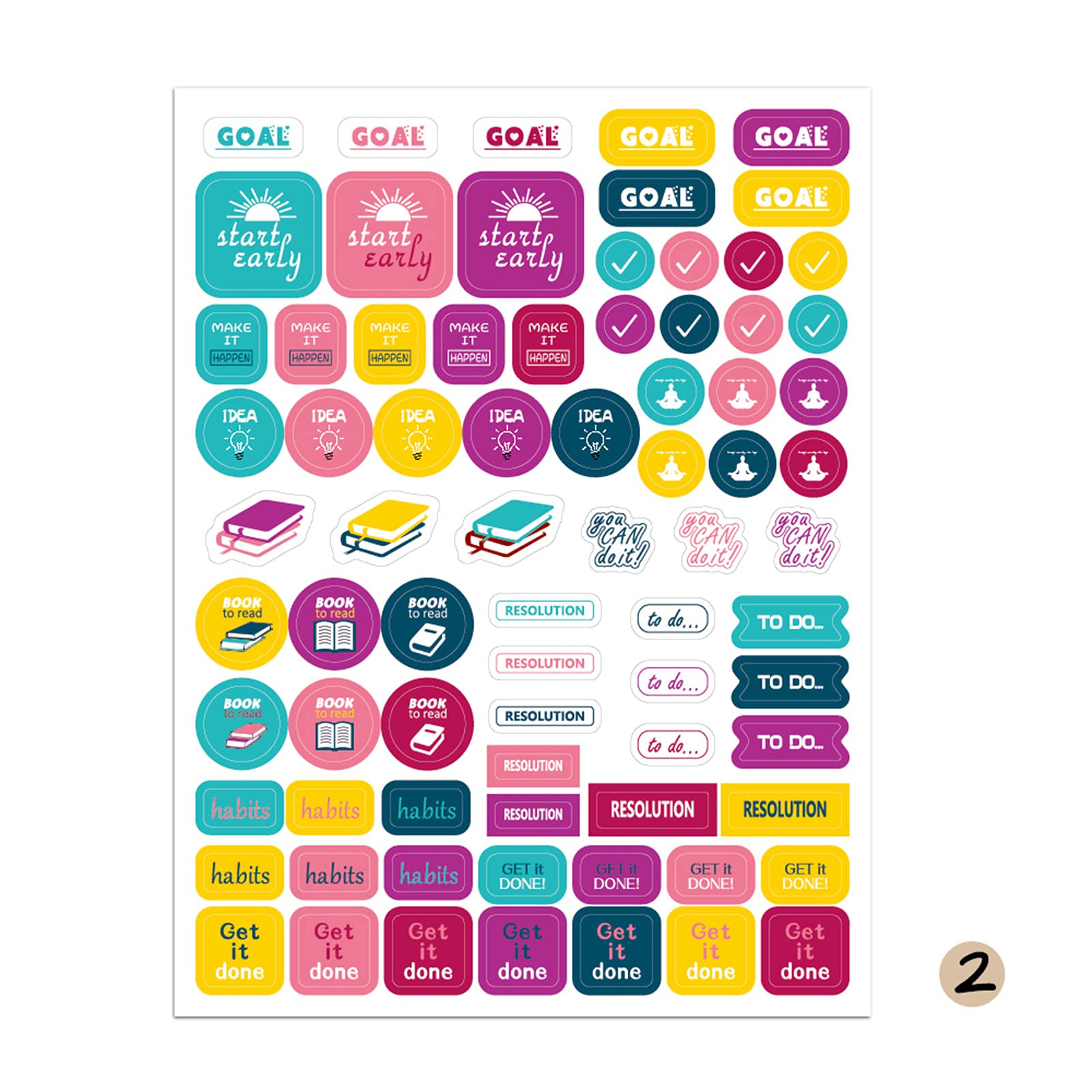 Art Paper Planner Accessories 12 Sheets Planner Stickers – Weekly ...