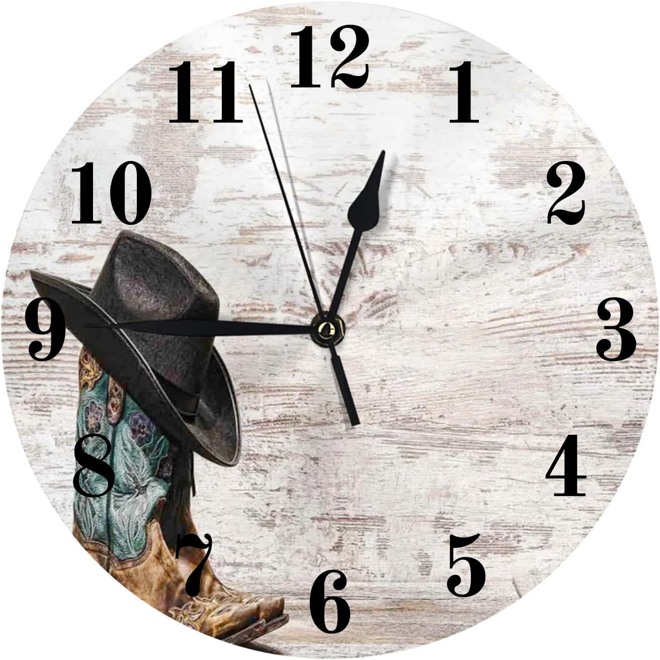 Amazon.com: SARNFANS Western 10 Inch Round Wall Clock Silent Non ...