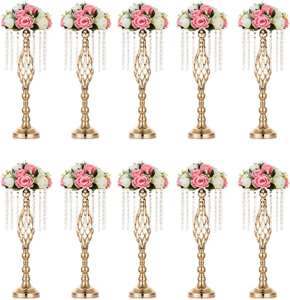 Amazon.com: Sziqiqi Floral Centerpiece Riser Gold Tall Flower Crystal ...