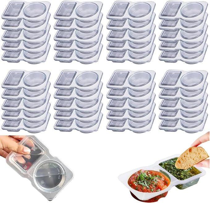 40pcs Double Compartment Condiment Containers with Lids, 2 Compartment ...