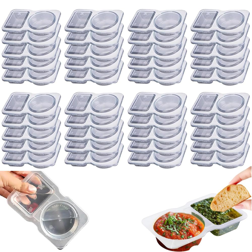 40pcs Double Compartment Condiment Containers with Lids, 2 Compartment ...