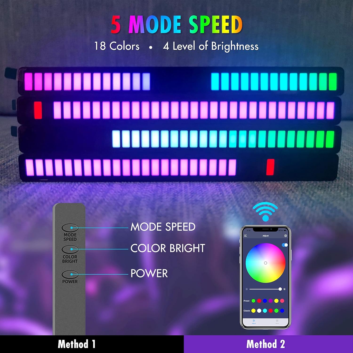 AeroBand Sound Reactive LED Light Bar, RGB Rechargeable Sound Activated ...