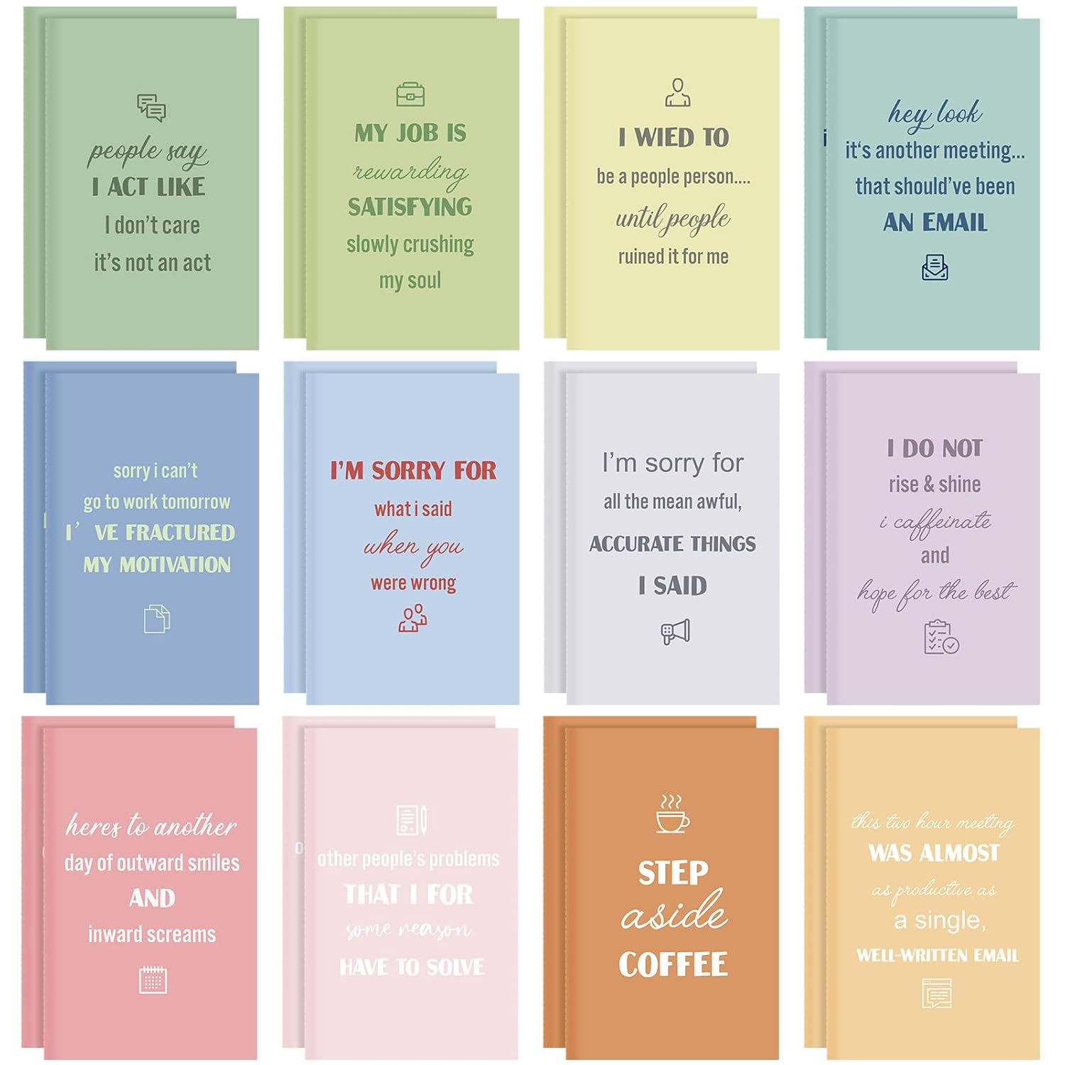 Yeaqee 24 Pad Funny Notepads with Sarcastic Sayings Funny Notebooks for ...