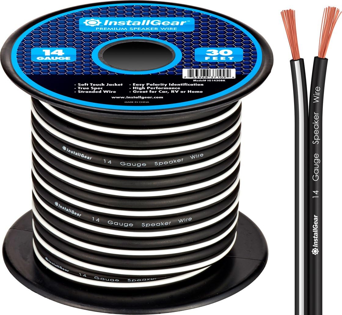 Amazon.com: InstallGear 14 Gauge AWG 30ft Black Speaker Wire Cable ...