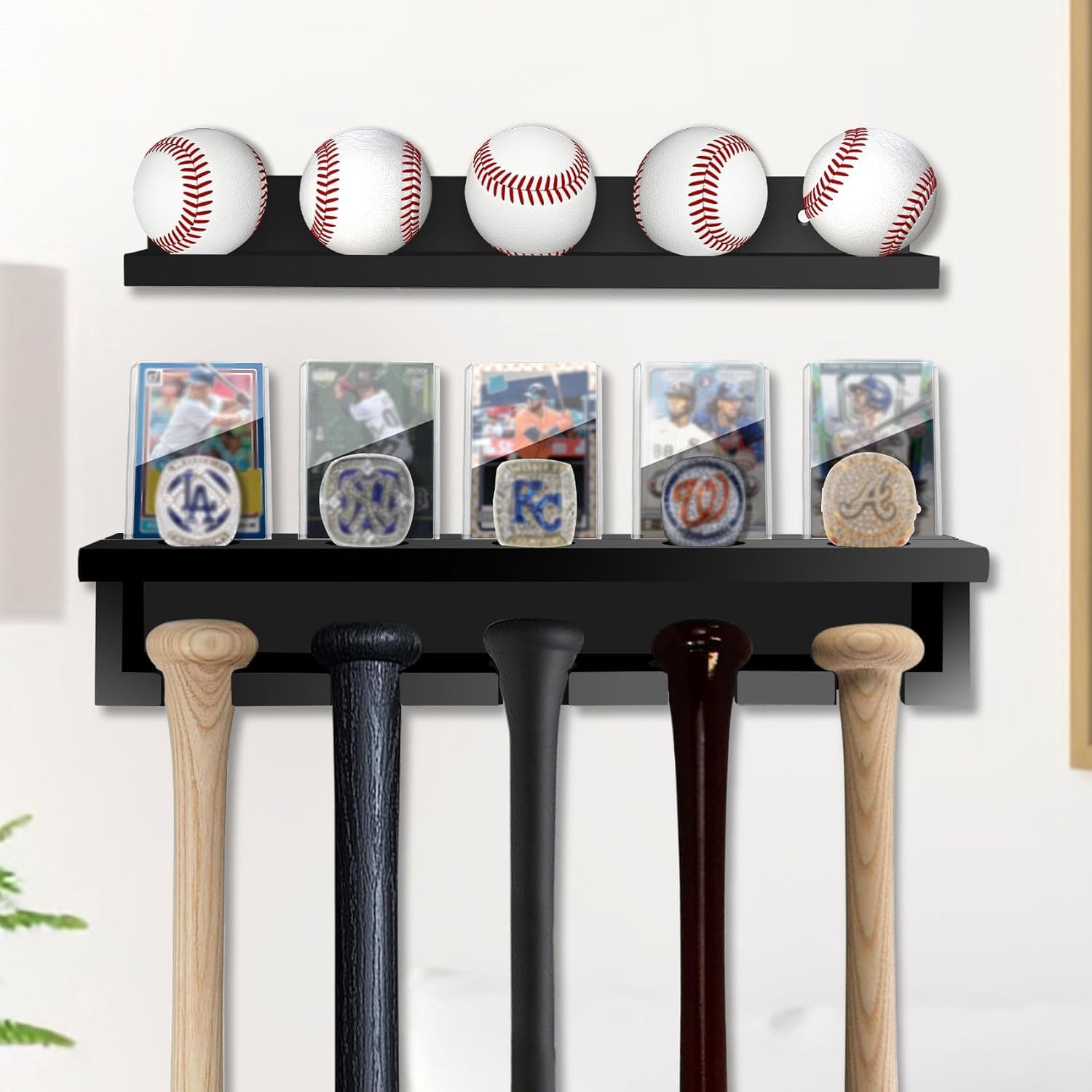 Amazon.com: GIASSVIO Baseball Bat Rack Holder for 5 Bats + 5 Balls ...