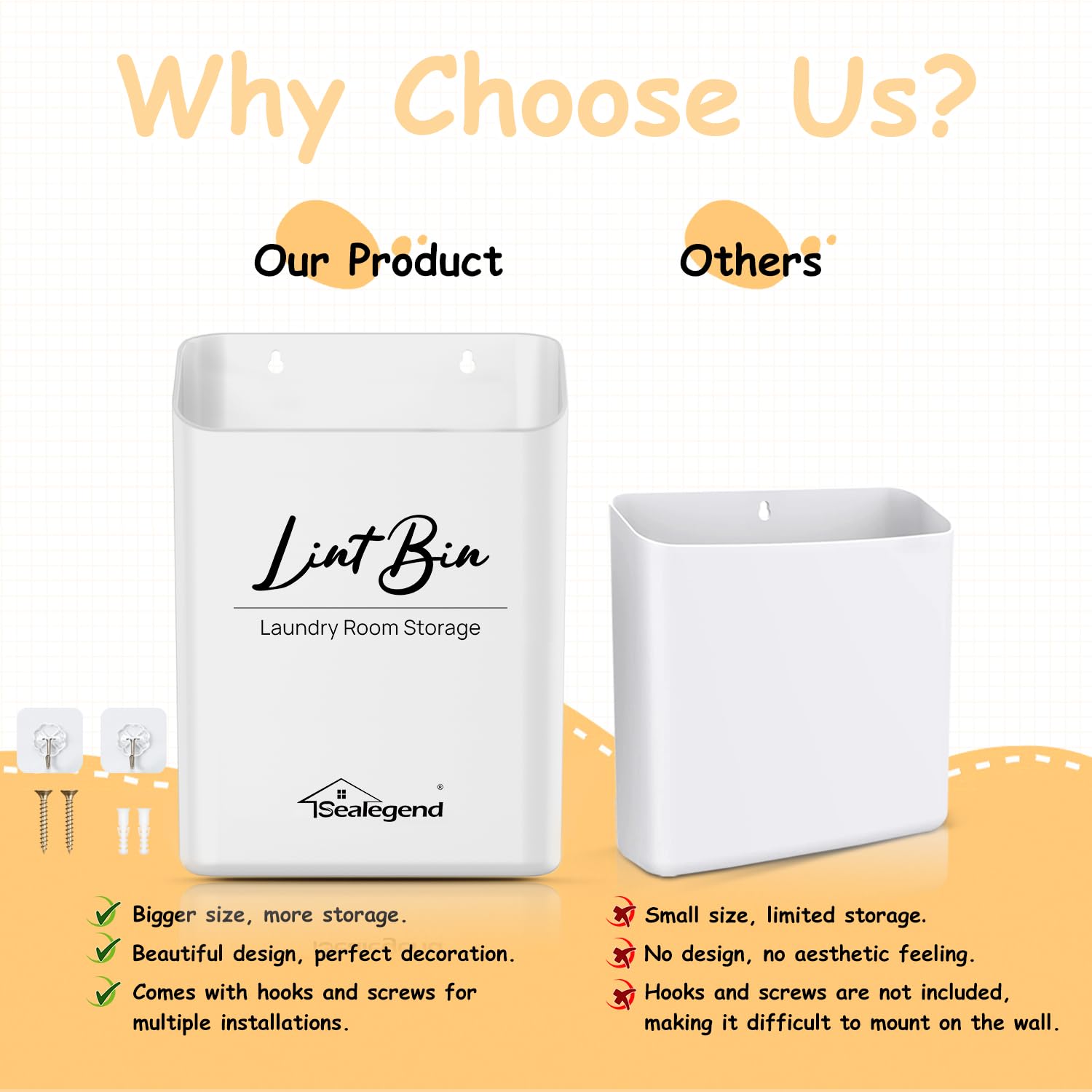 Snapklik.com : Magnetic Lint Bin Lint Trash Can For Laundry Room ...